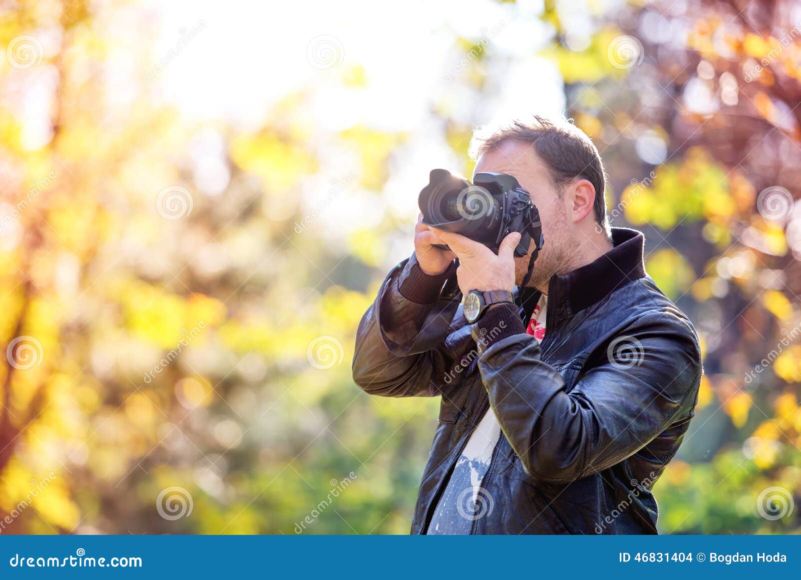 Photographer with Professional Digital Camera Taking Pictures Stock ...