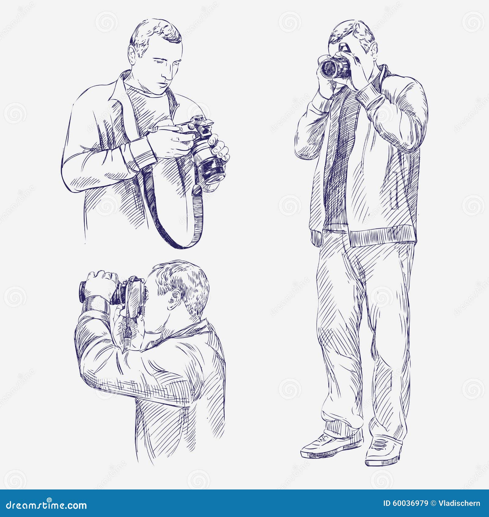 Photographer Set - Hand Drawn Vector Illustration Stock Vector ...
