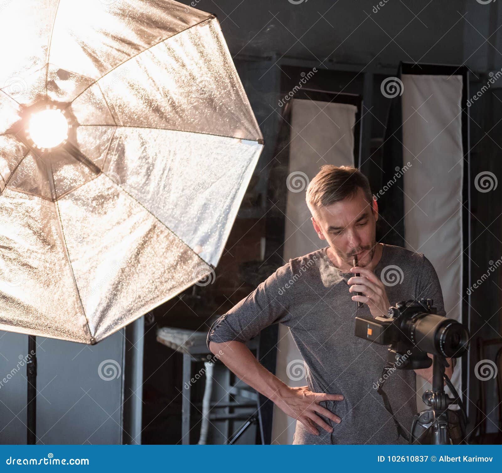 The Process of Photo Shooting in Studio Stock Image - Image of ...
