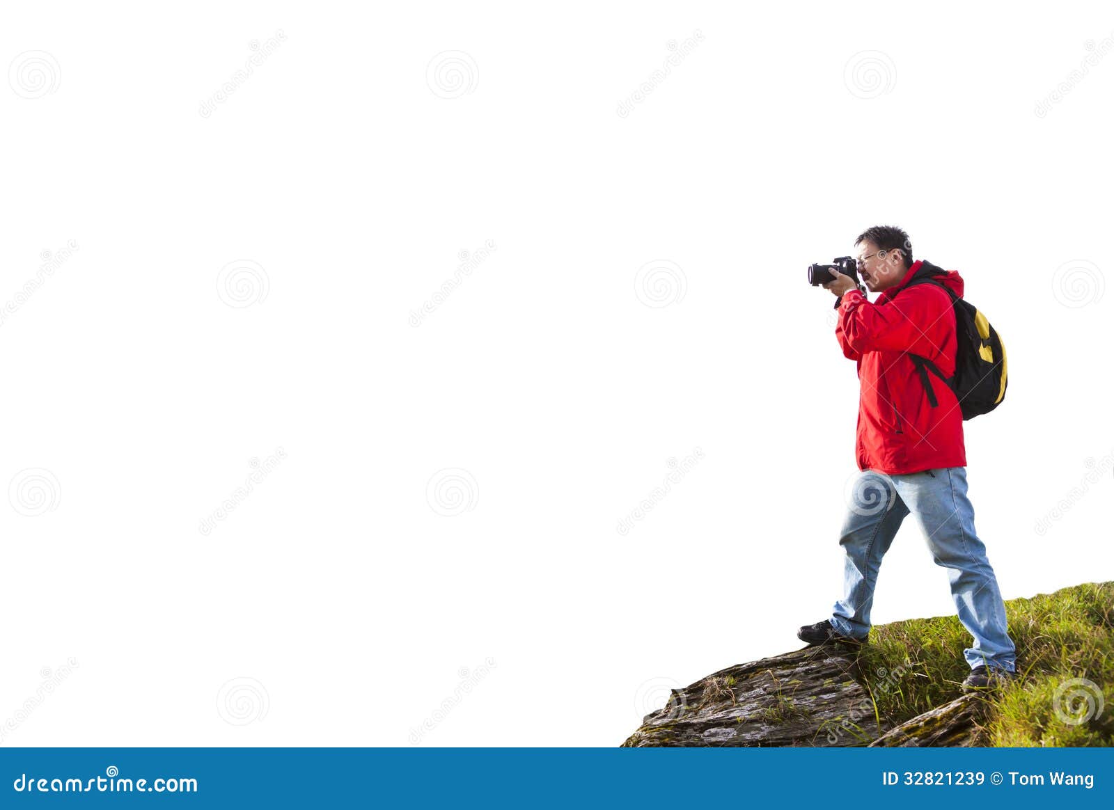 Photographer Standing on the Mountain Isolated on White Stock Image ...
