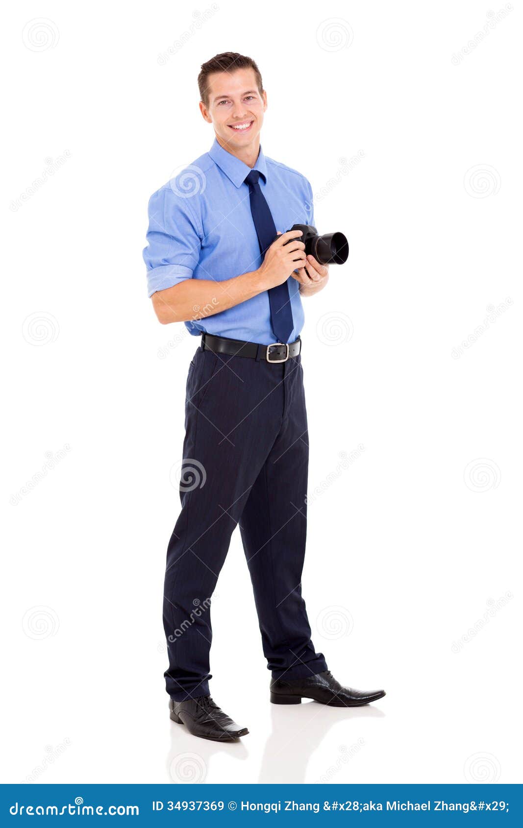 Photographer Standing on White Stock Image - Image of happy, business ...