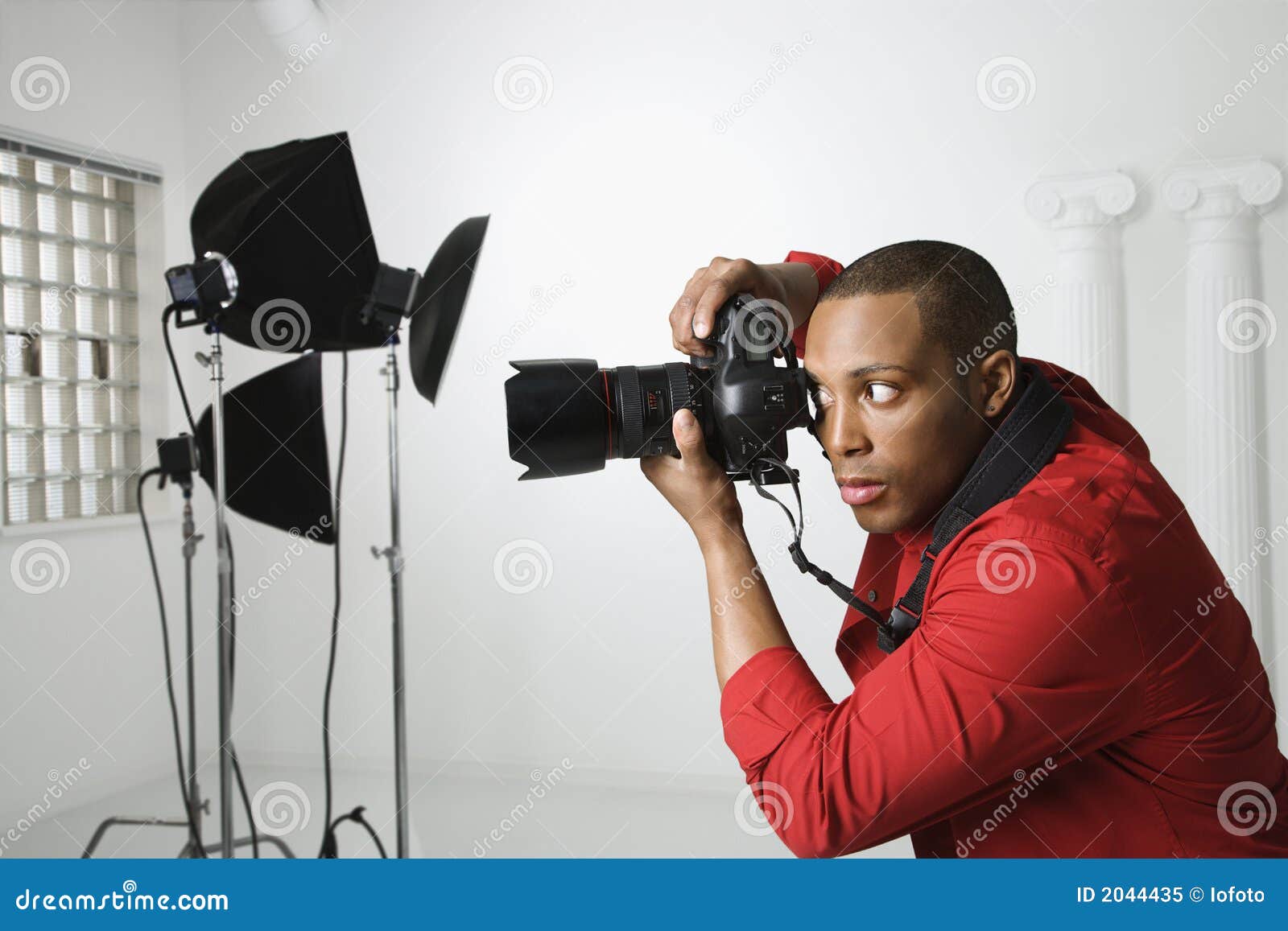 Photographer in studio. stock image. Image of work, communications ...