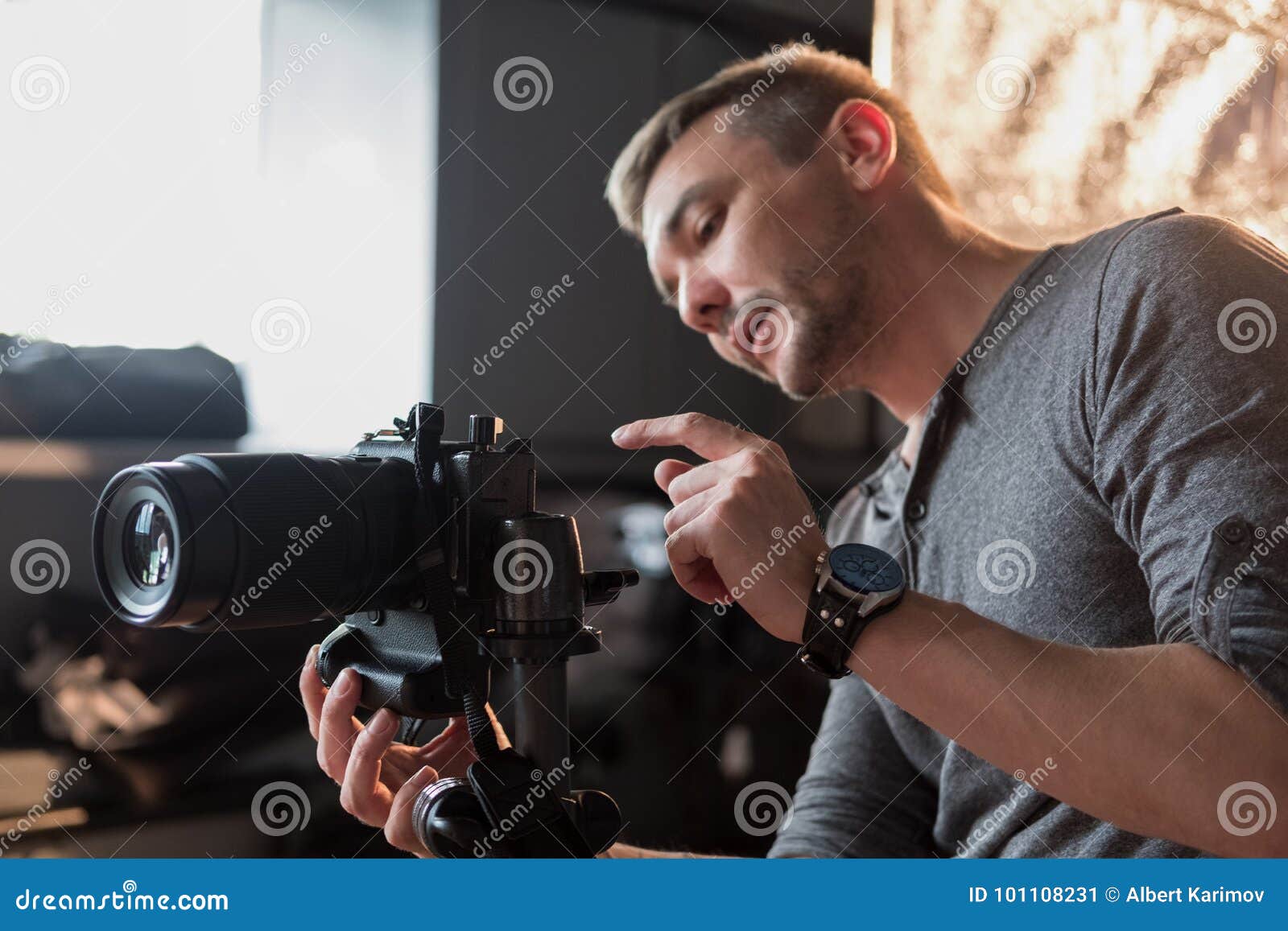 The Process of Photo Shooting in Studio Stock Image - Image of ...