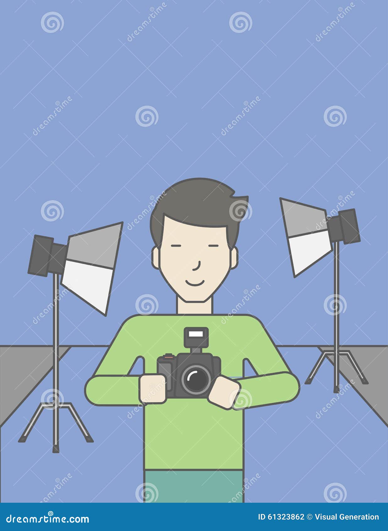 Photographer in studio stock vector. Illustration of lights - 61323862