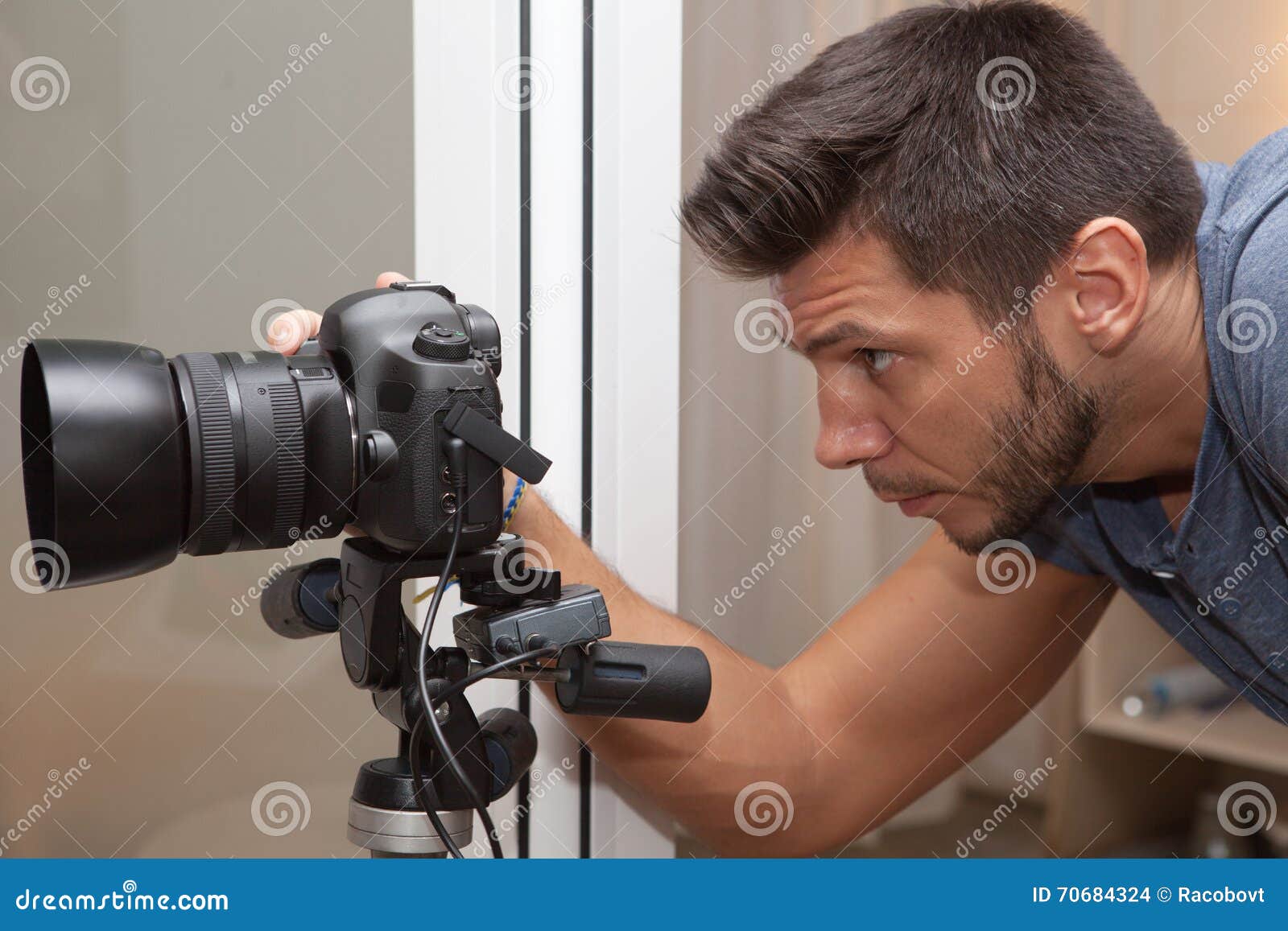 Photographer Takes a Video Interview Stock Photo - Image of camera ...