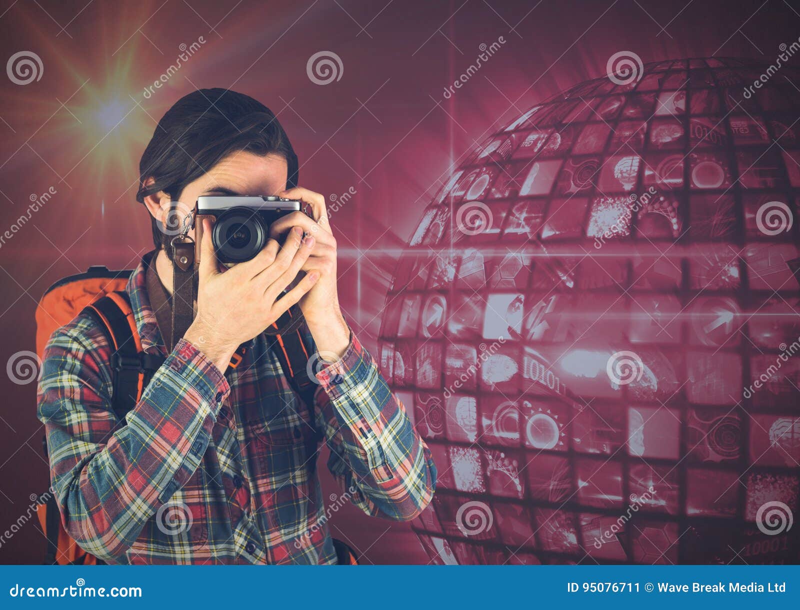 Photographer Taking Picture in Front of Disco Ball Stock Image - Image ...