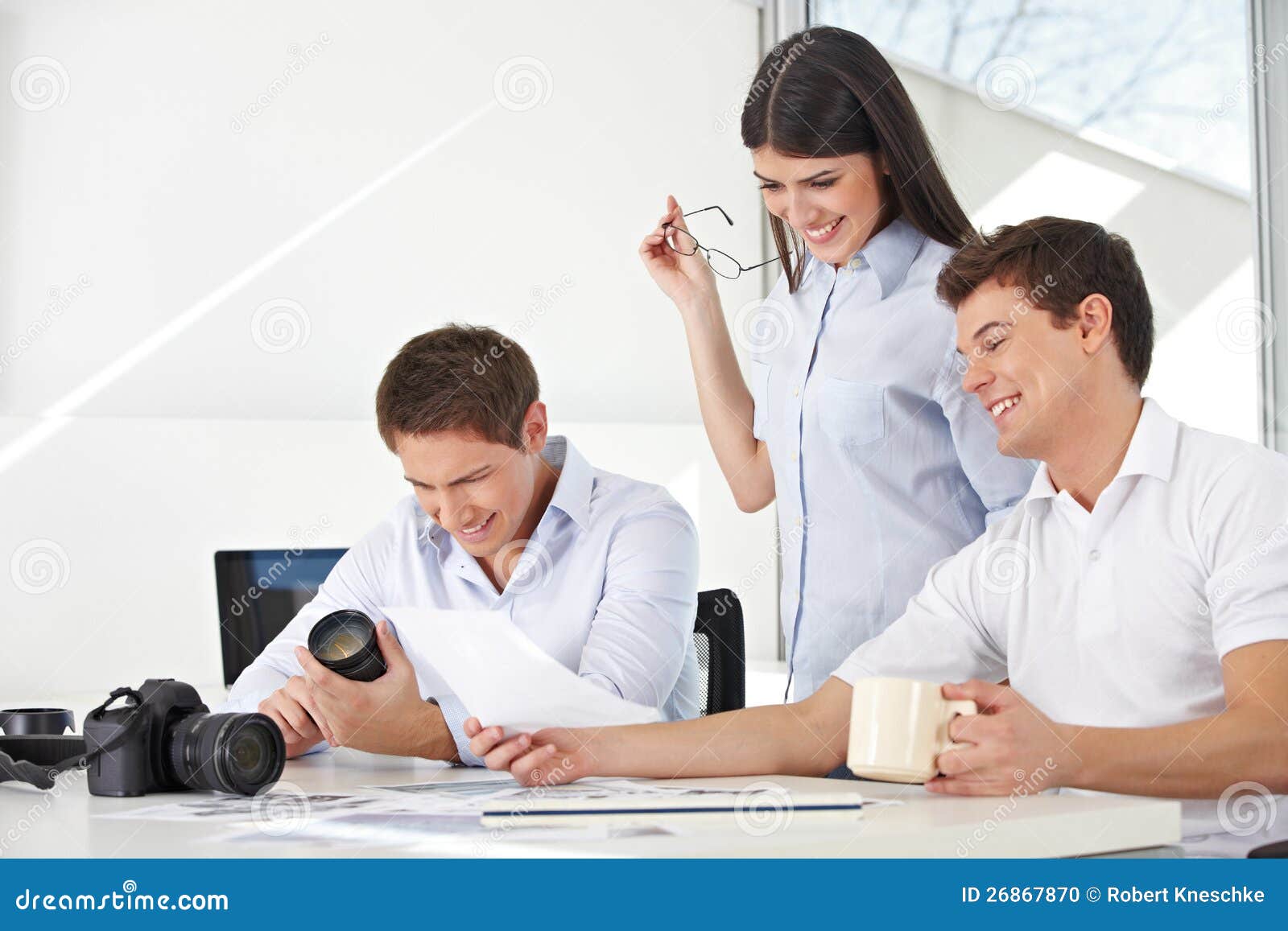 Photographer Team Selecting Images Stock Photo - Image of editorial ...