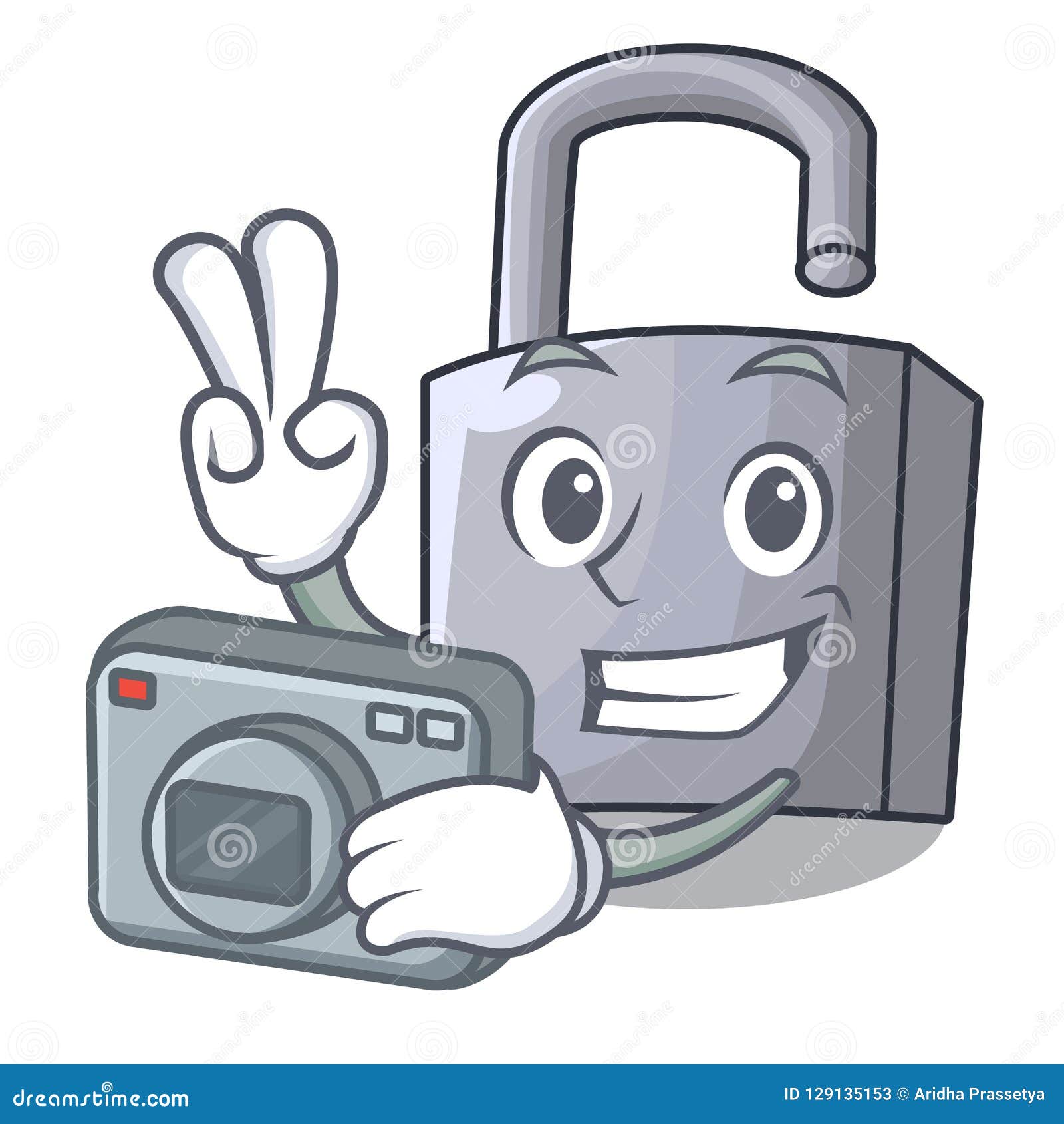 Photographer Unlocking Padlock on the Cartoon Gate Stock Vector ...