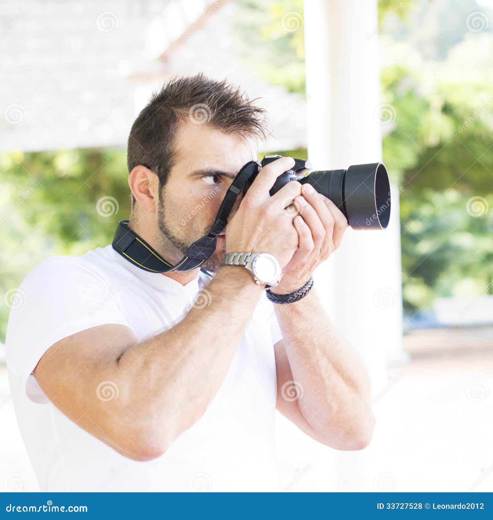 Photographer Using Professional Camera. Stock Photo - Image of portrait ...