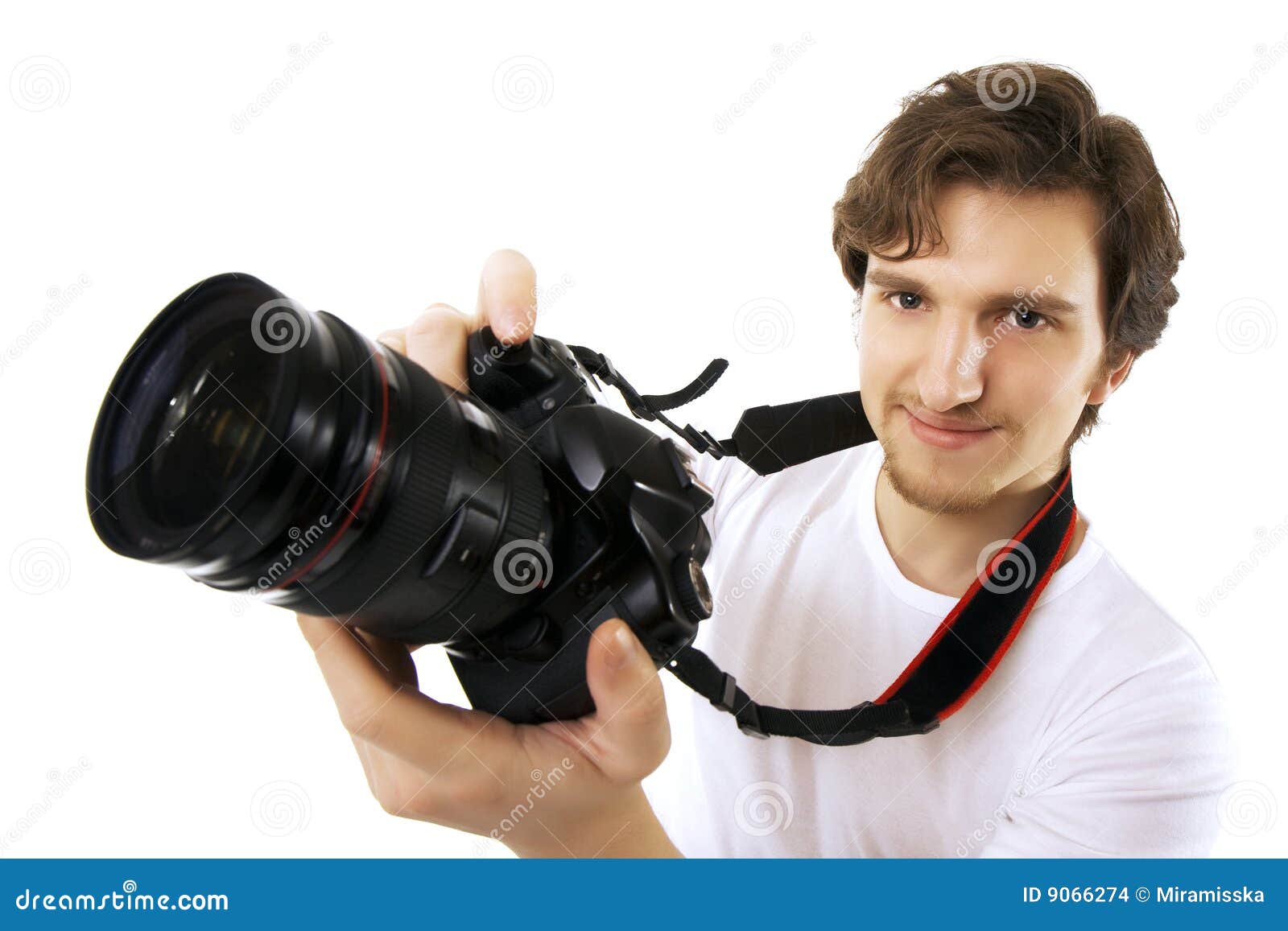 Photographer on a White Background Stock Photo - Image of equipment ...