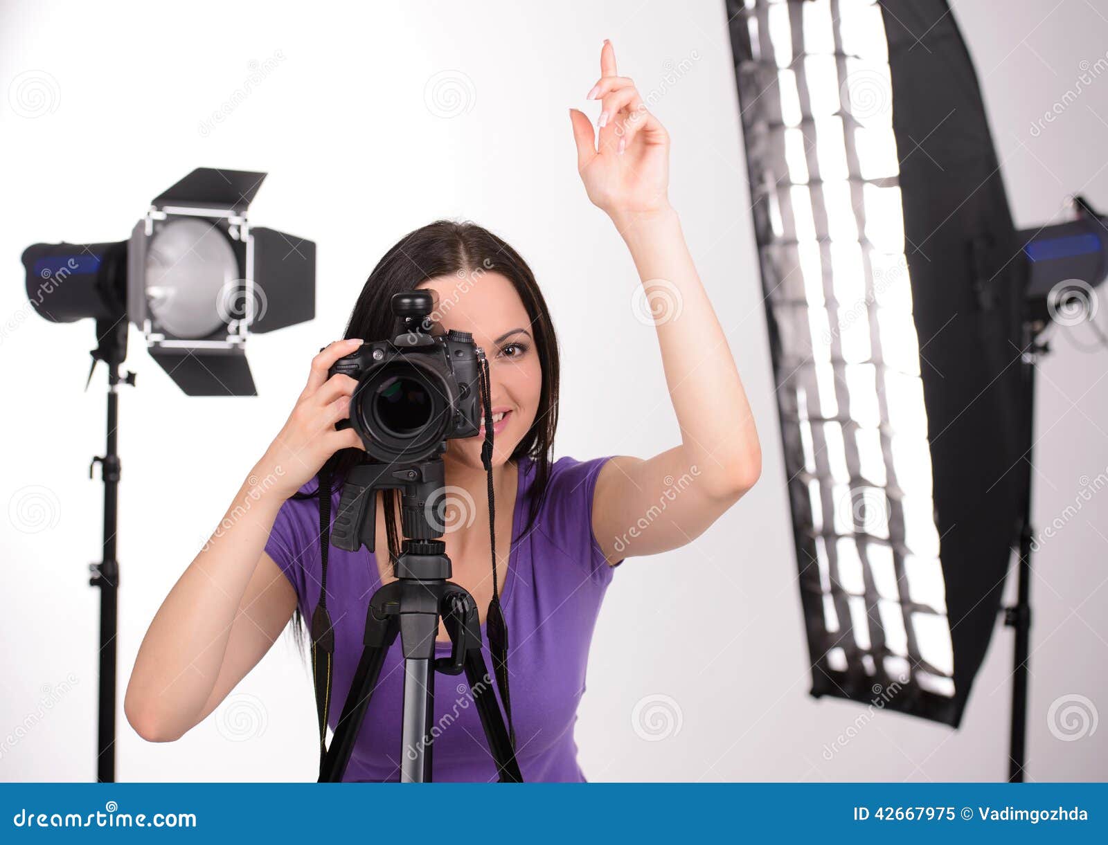 Photographer at Work stock image. Image of brunette, white - 42667975