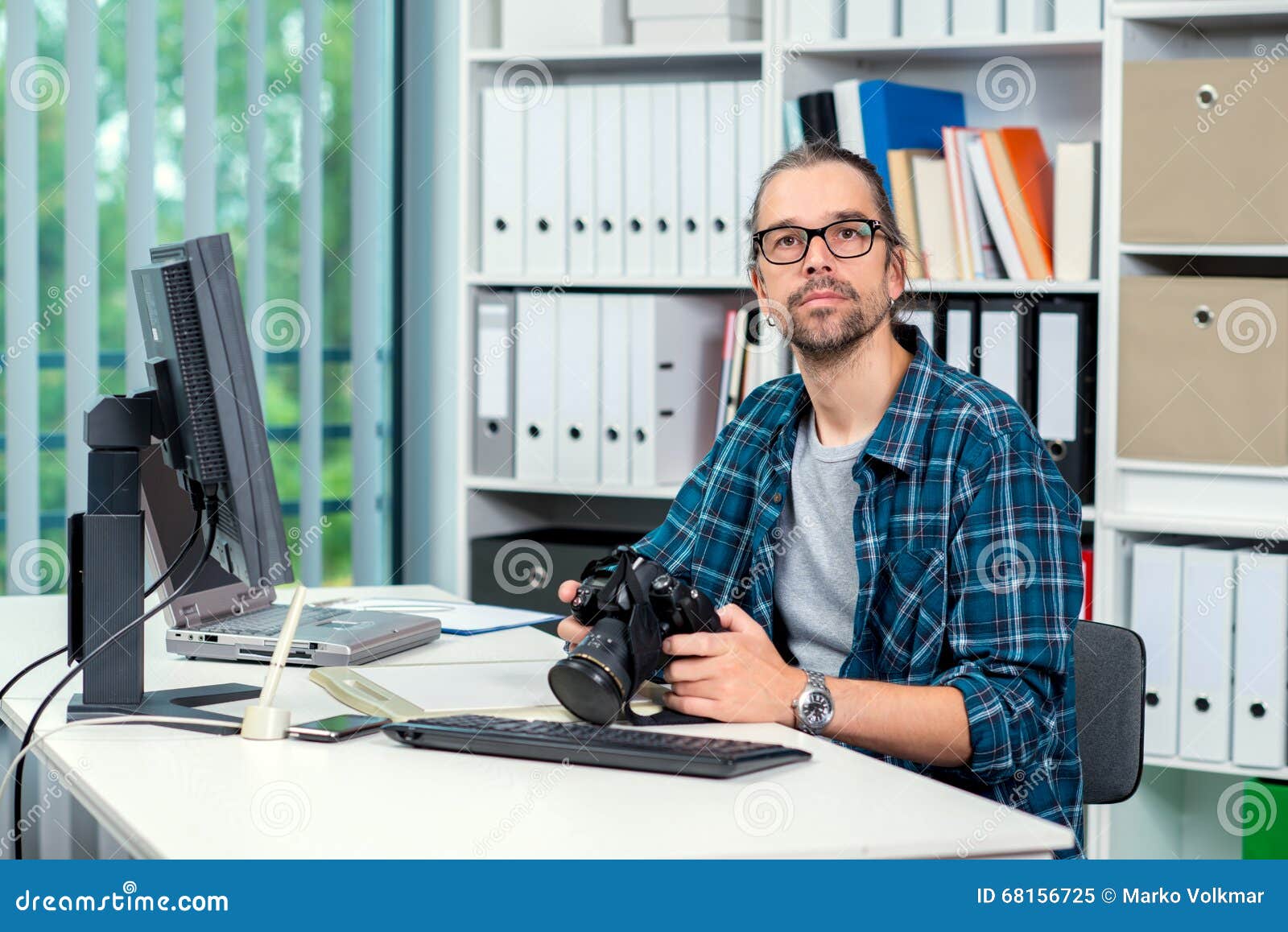 Photographer Working in His Office Stock Image - Image of technology ...