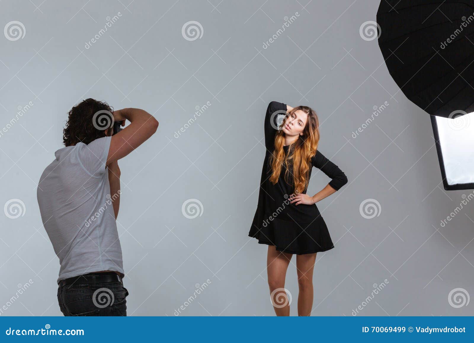 Photographer Working with Model in Studio Stock Image - Image of people ...