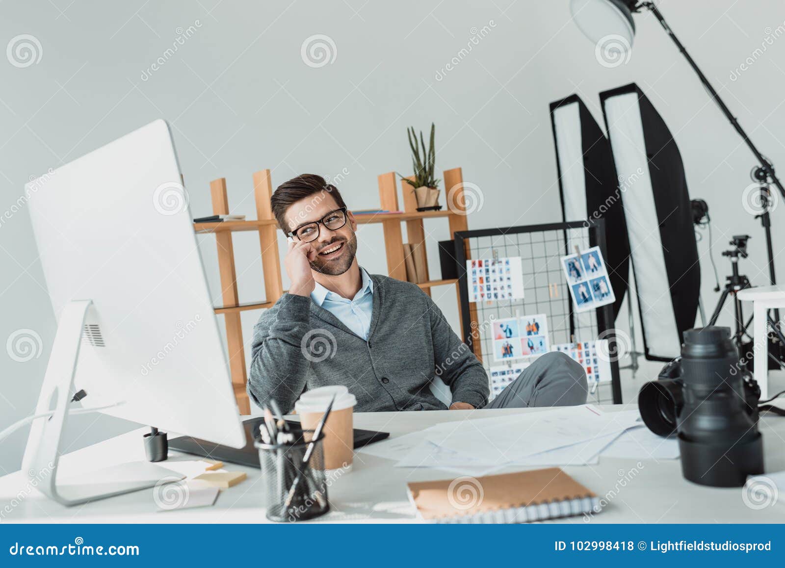 Photographer Working in Office Stock Photo - Image of creative ...