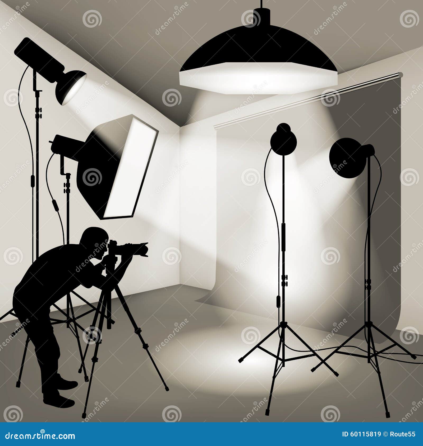 Photographer Working in the Studio Stock Vector - Illustration of stage ...