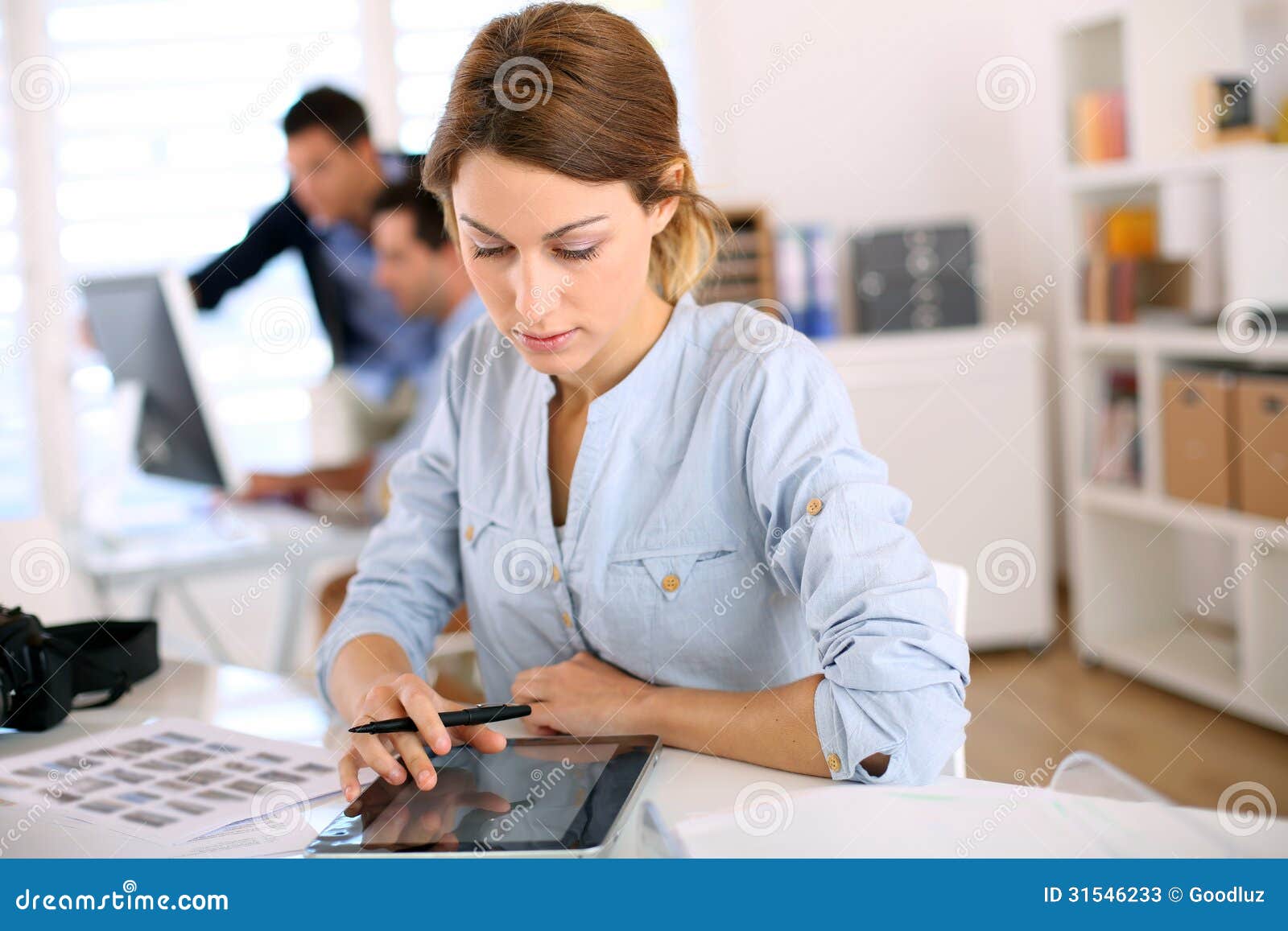 Photographer Working on Tablet Stock Image - Image of communication ...