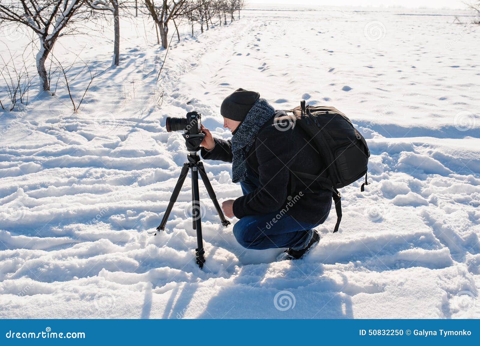 Photographer Works in the Winter Stock Photo - Image of seasonal ...