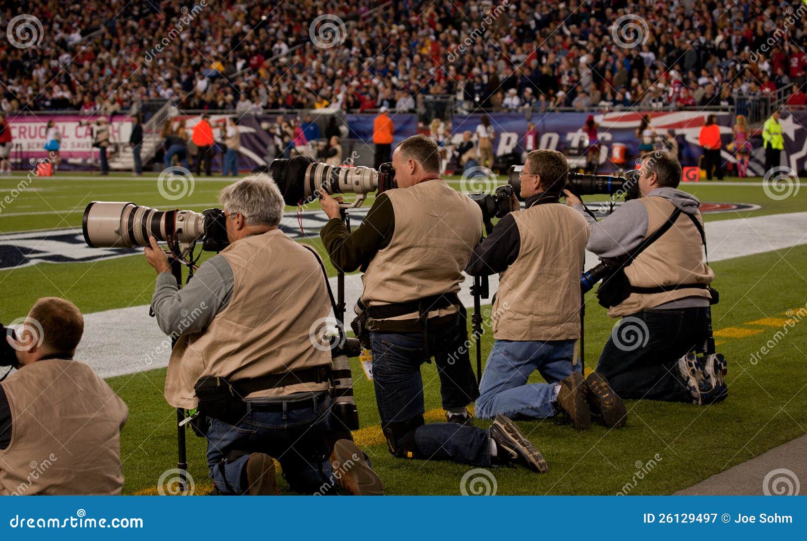 Photographers at field editorial photography. Image of foxborough ...