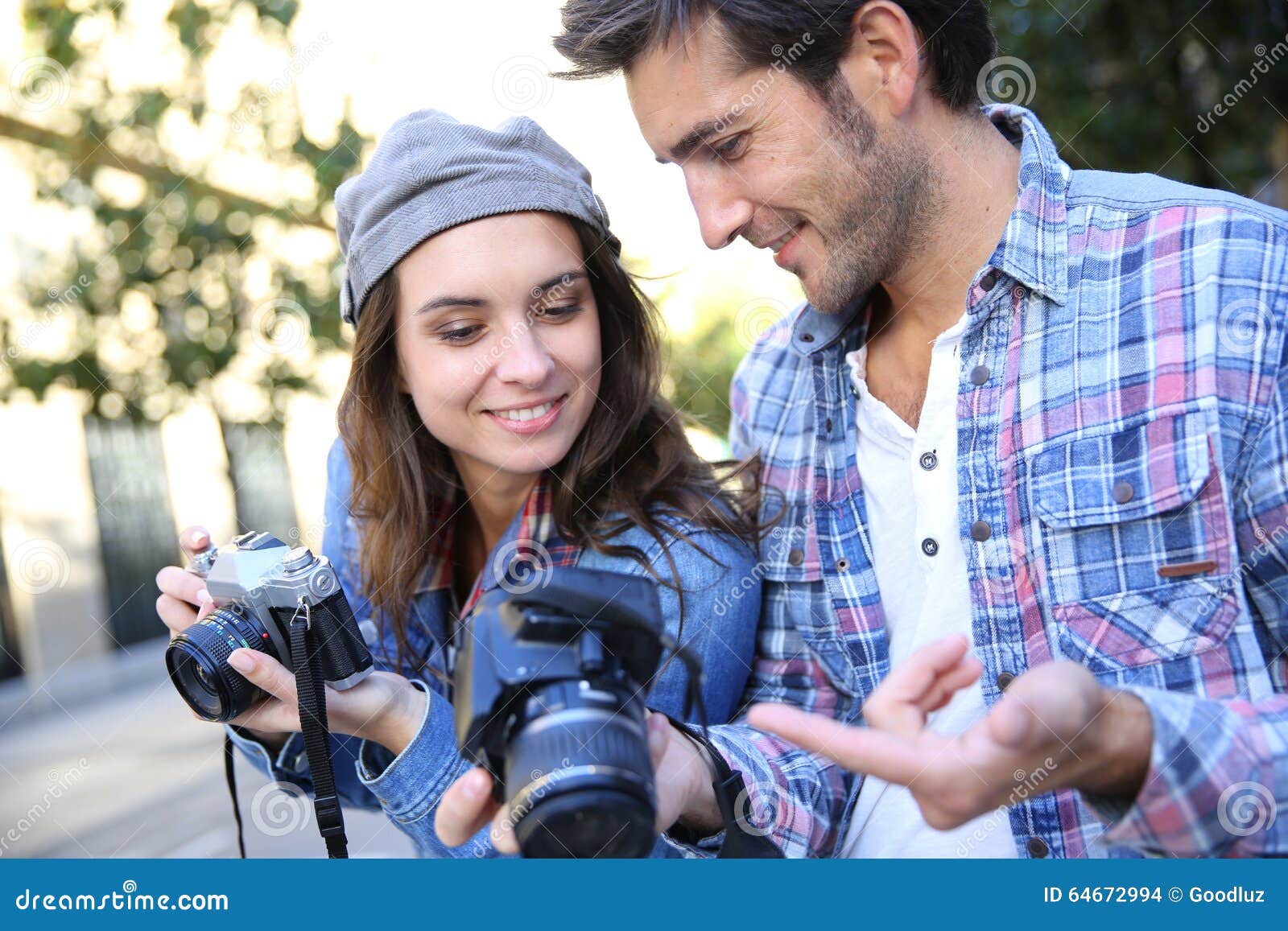 Photographers Making Reportage in City Stock Photo - Image of hair ...