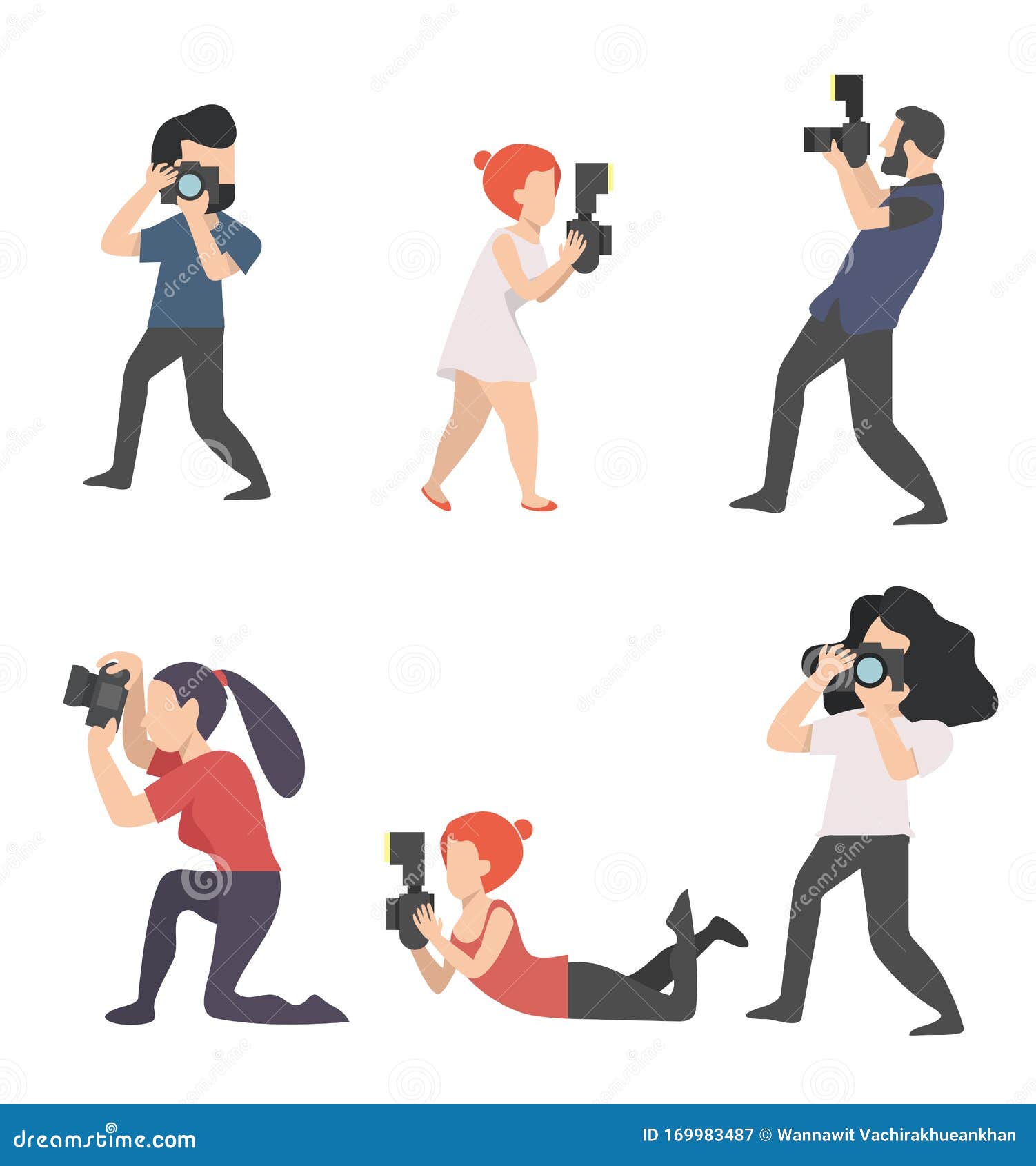 Photographers Taking Camera Vector Set Stock Vector - Illustration of ...