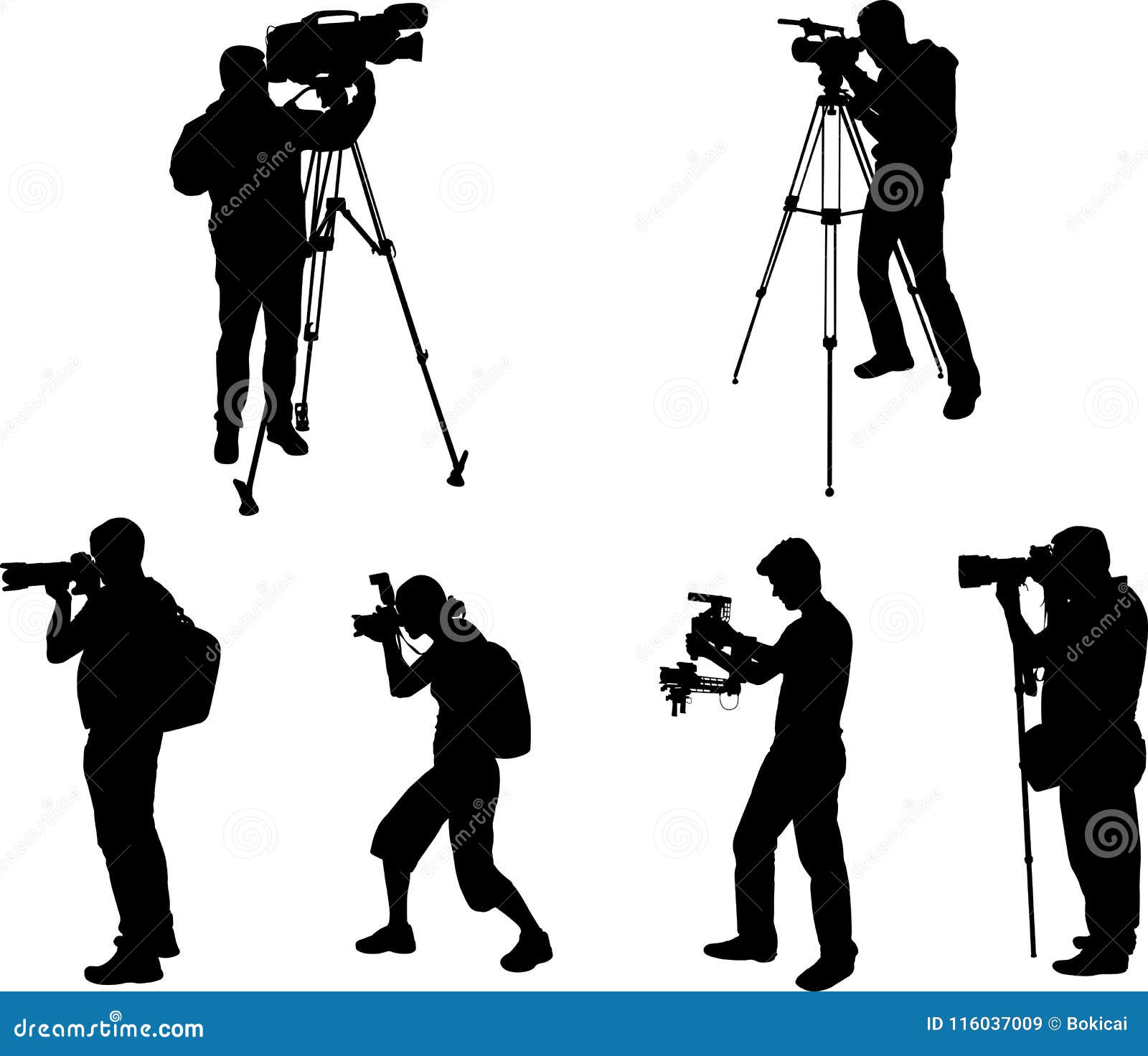 Photographers and Videographers Silhouettes Collection Stock Vector ...