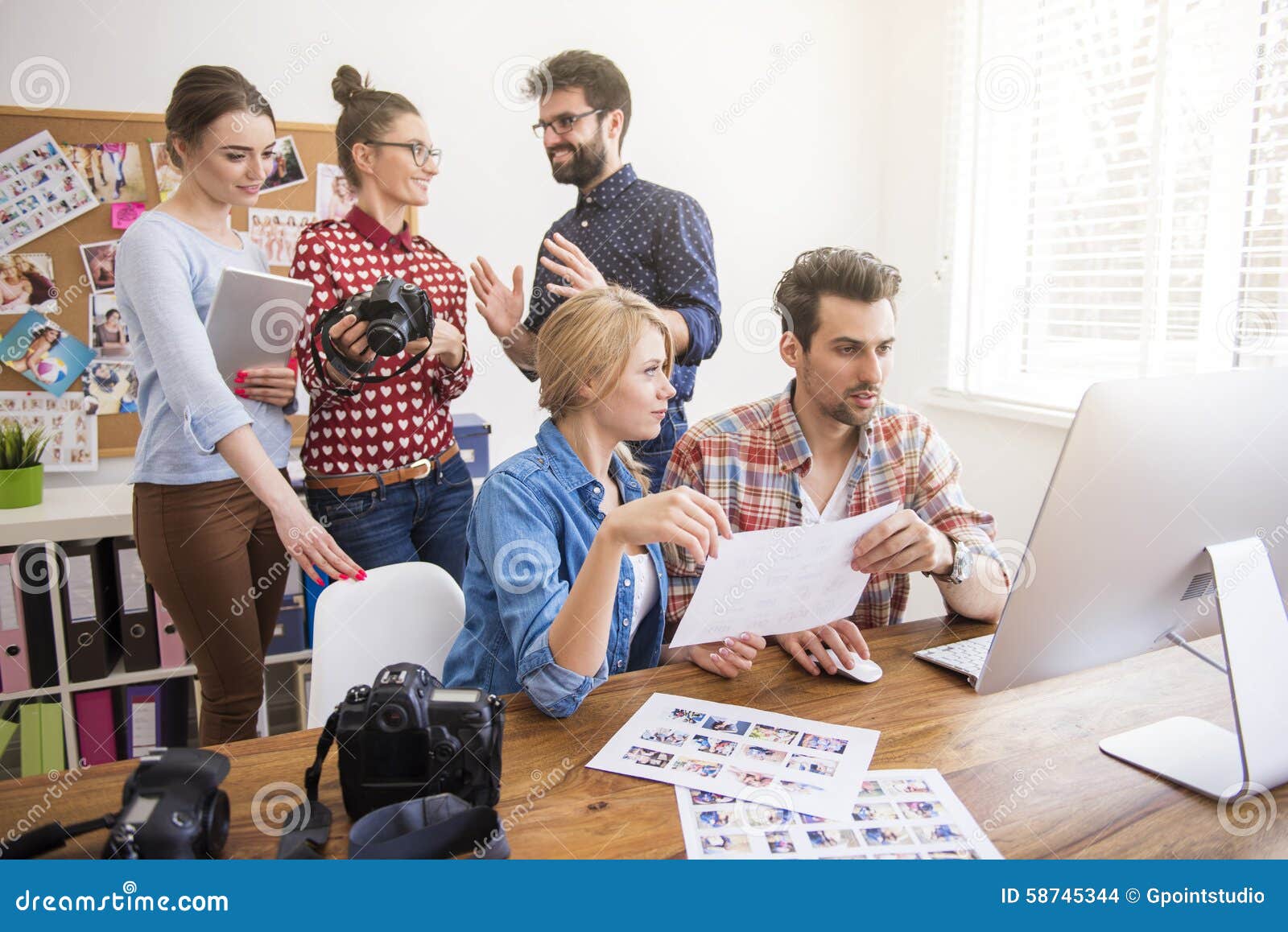 Photographers at work stock photo. Image of busy, camera - 58745344
