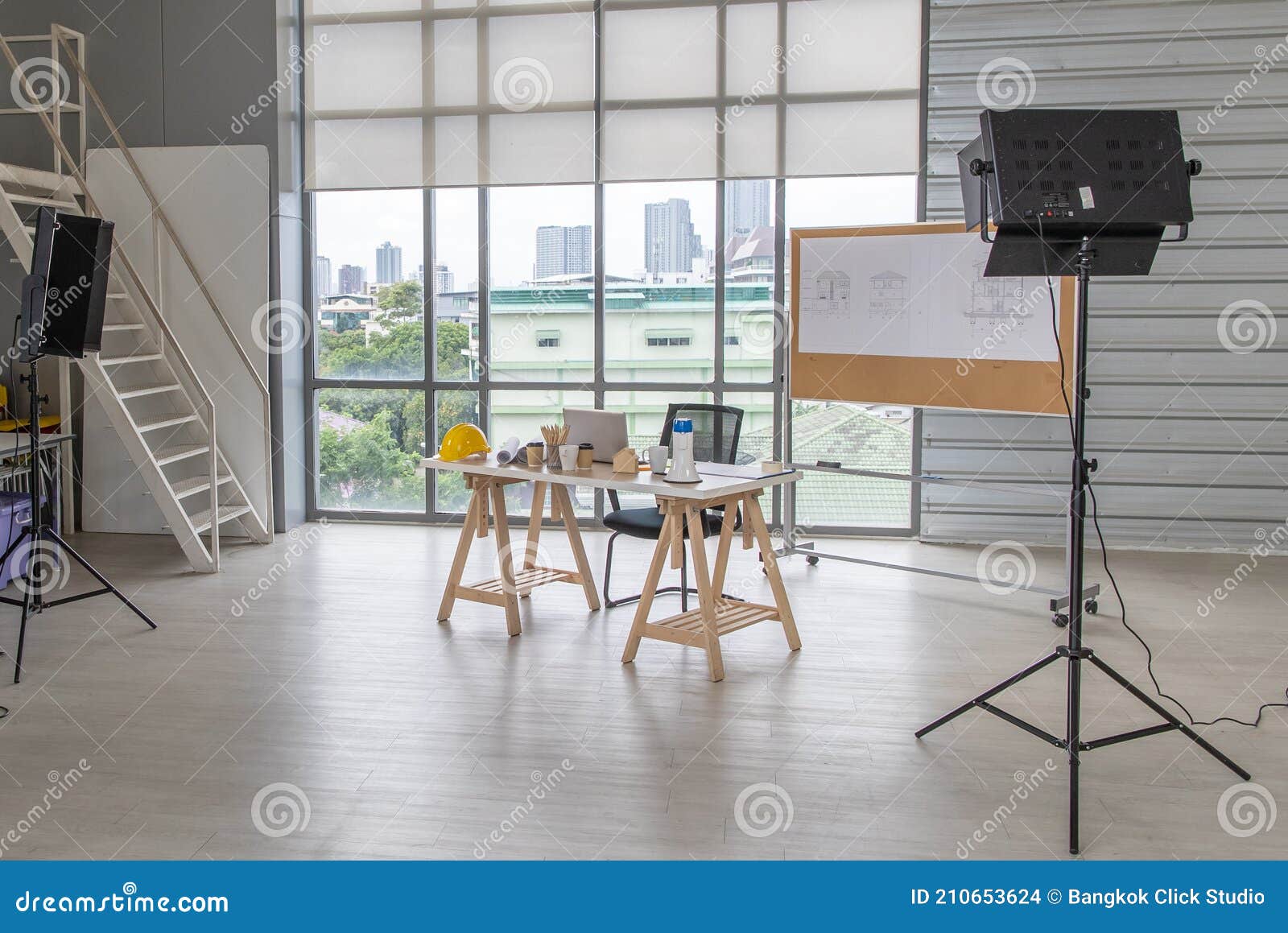 Photographic Studio with Lights and Table with Some Objects for Props ...