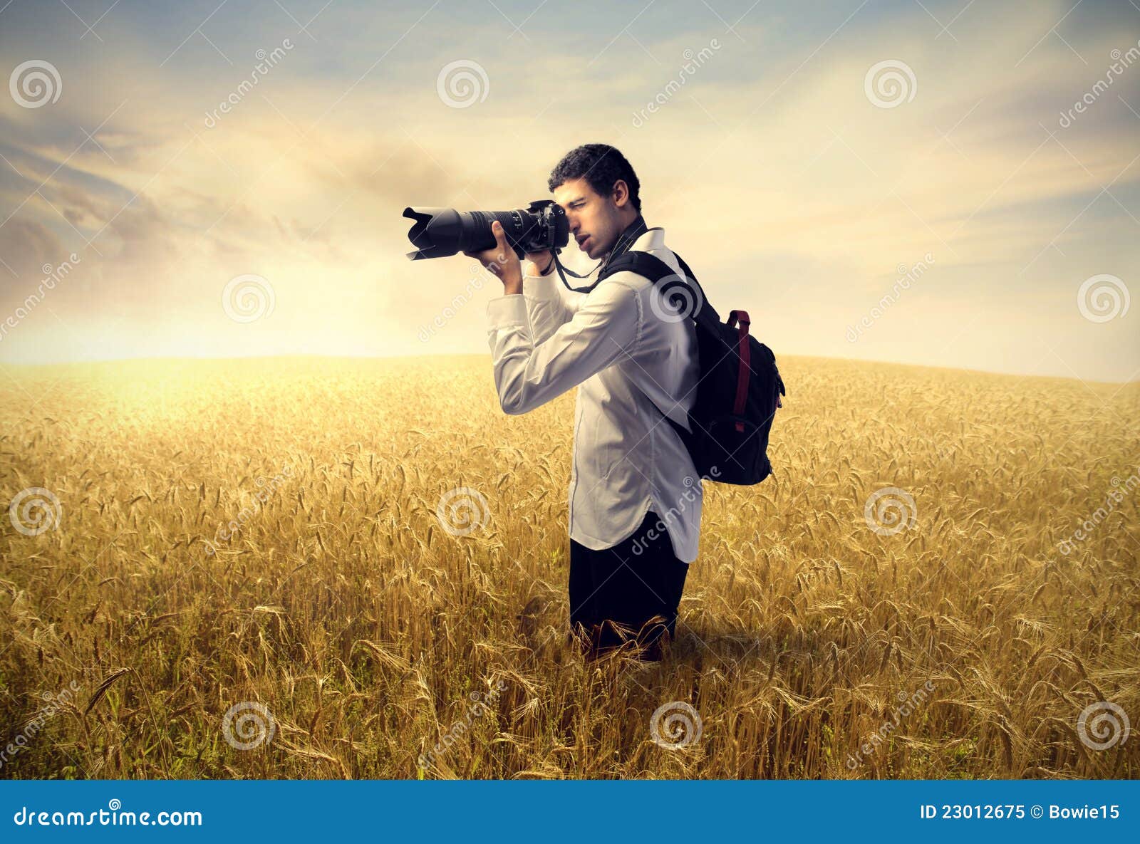 Photographing landscapes stock image. Image of male, sunset - 23012675