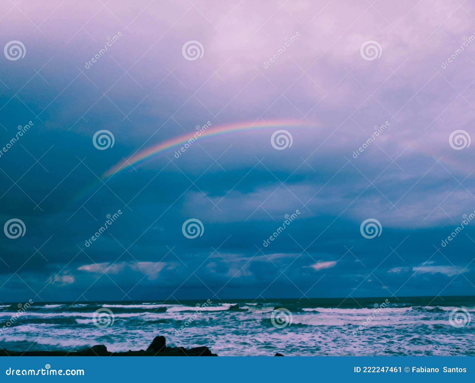 Photographing Rainy Day with Rainbow on the Beach Stock Image - Image ...