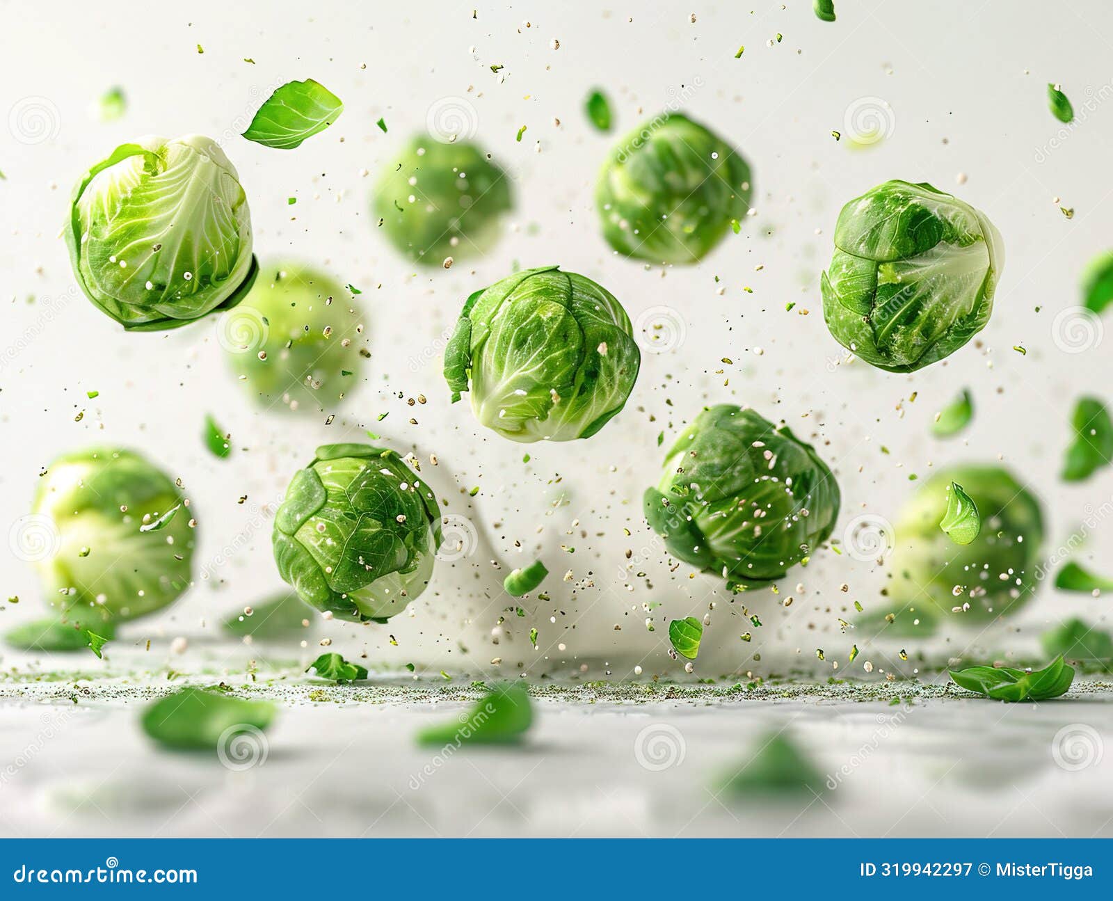 Photography of BRUSSELS SPROUTS Falling from the Sky, Hyperpop Colour ...