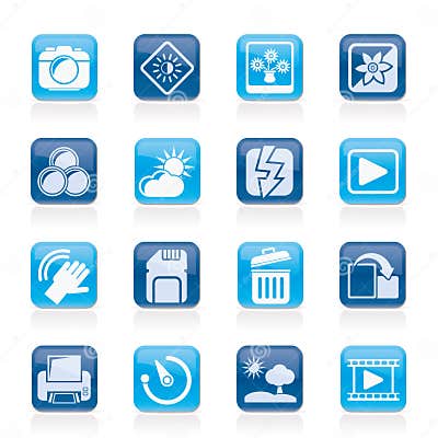 Photography and Camera Function Icons Stock Vector - Illustration of ...