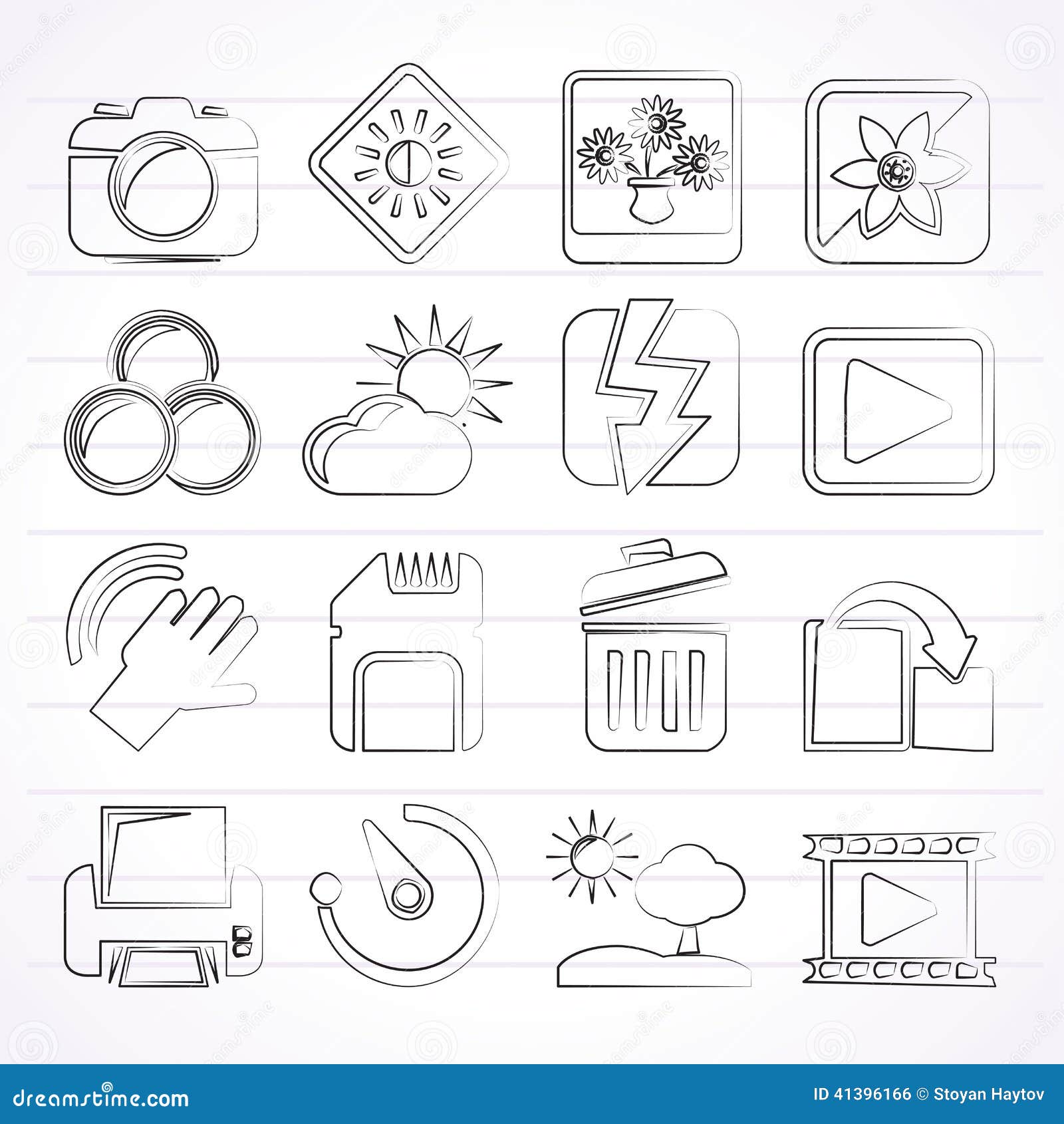 Photography and Camera Function Icons Stock Vector - Illustration of ...