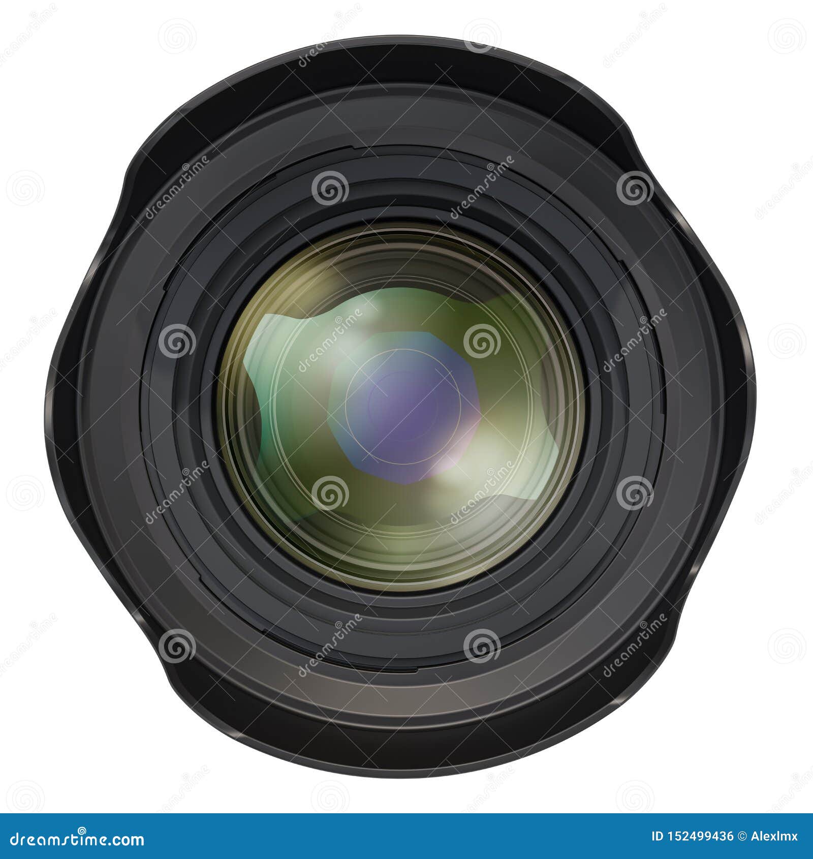 Photography Camera Lens, Front View. 3D Rendering Stock Illustration ...