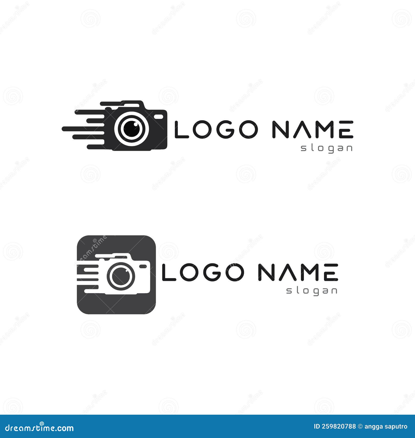 Photography Camera Logo Icon Vector Design Template Isolated on Black ...