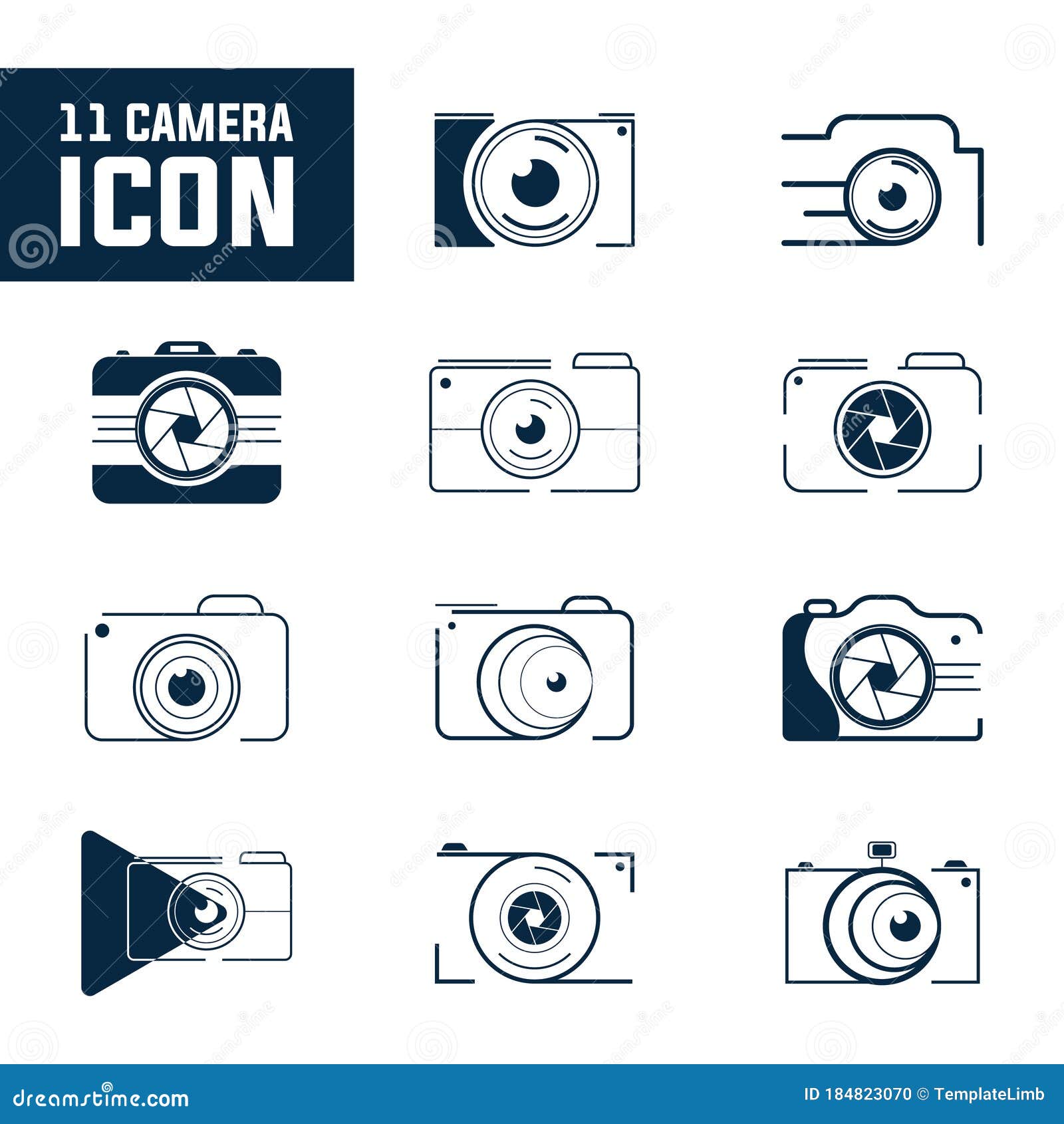 Photography, Camera, Professional Icon Set 11 Bundle Design Stock ...