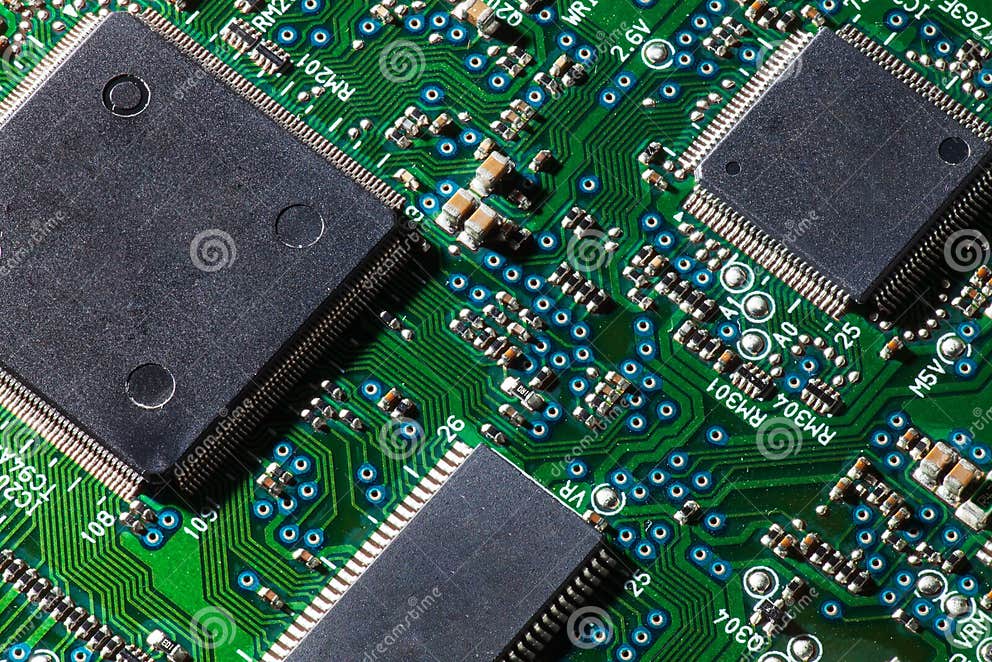 Photography of a Computer Electronic Chip on a Microcircuit Stock Image ...