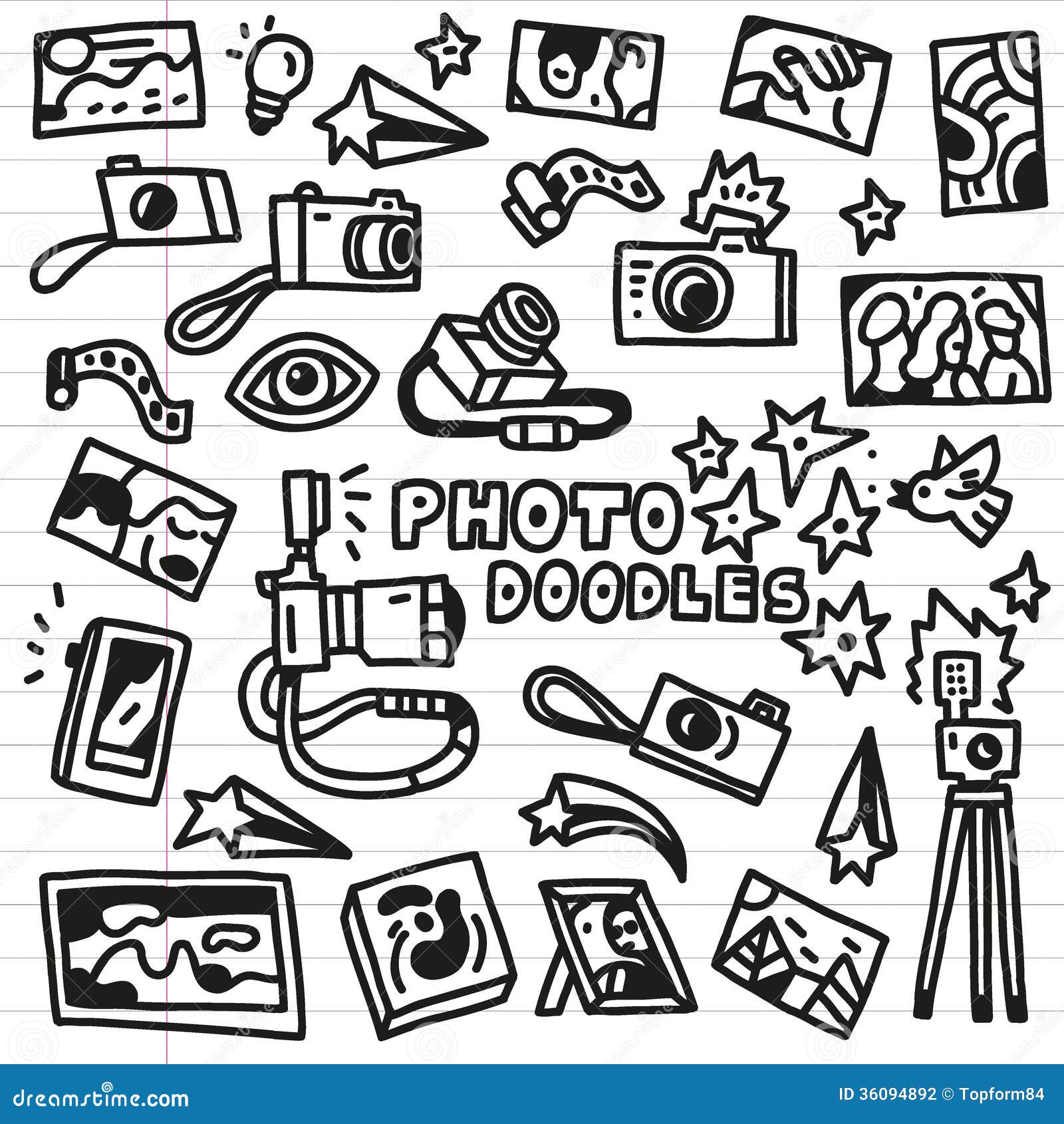 Photography Doodles stock vector. Illustration of flash - 36094892