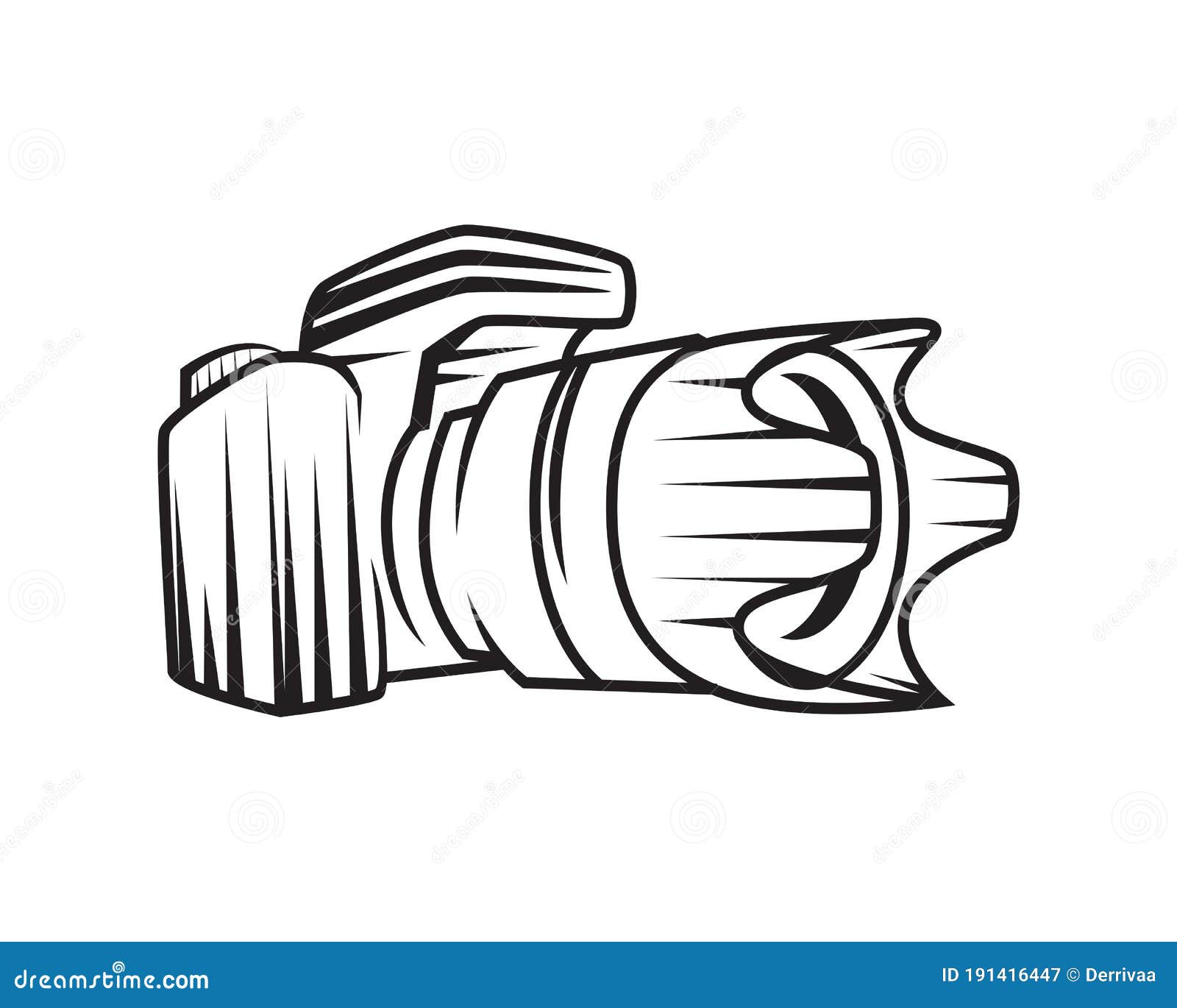 Silhouette Of A DSLR Camera Against A White Background. The Outline ...