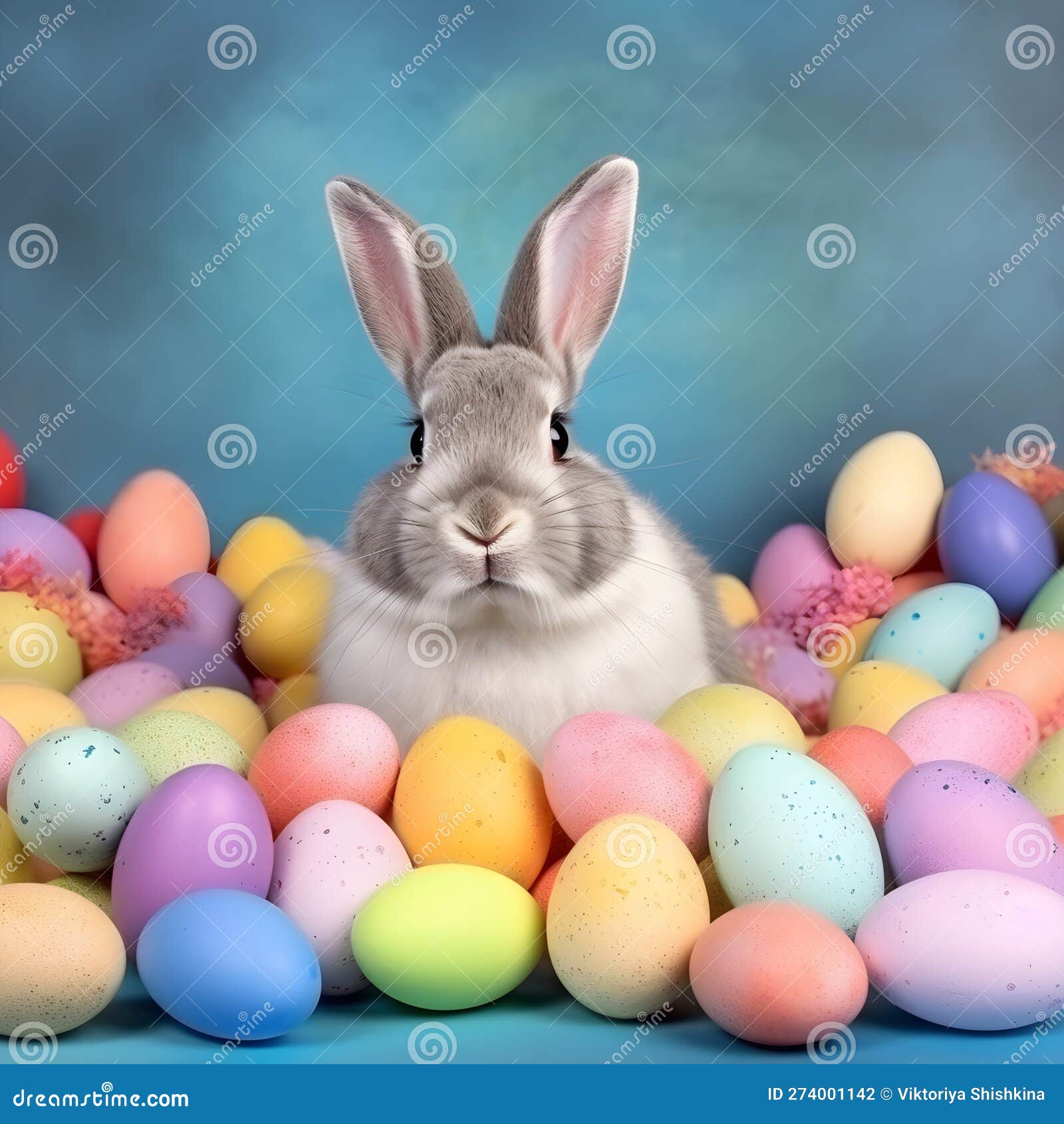 Photography of Easter Rabbit Surrounded with Colorful Eggs Stock ...