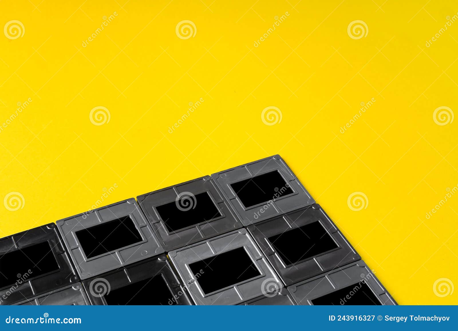 Photography Empty Slide Frames on Yellow Background Stock Image - Image ...