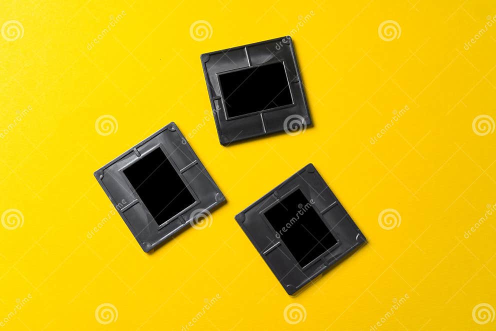 Photography Empty Slide Frames on Yellow Background Stock Photo - Image ...