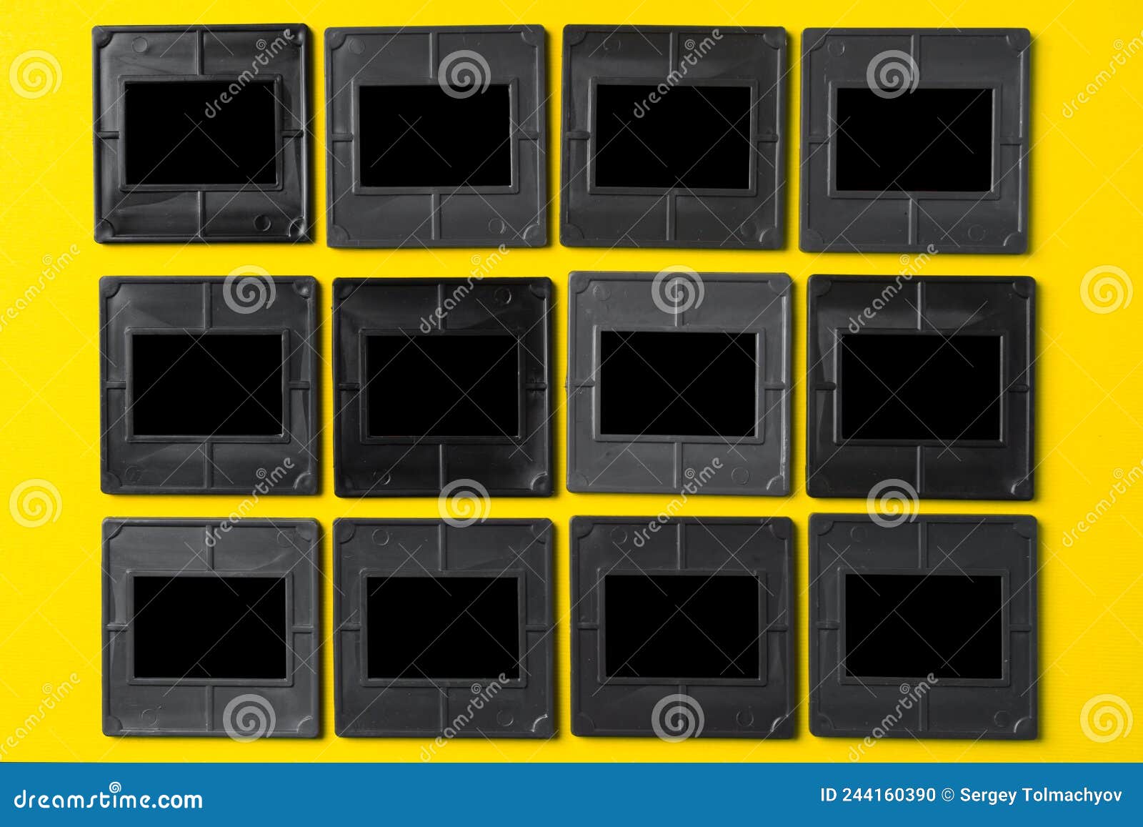 Photography Empty Slide Frames on Yellow Background Stock Photo - Image ...