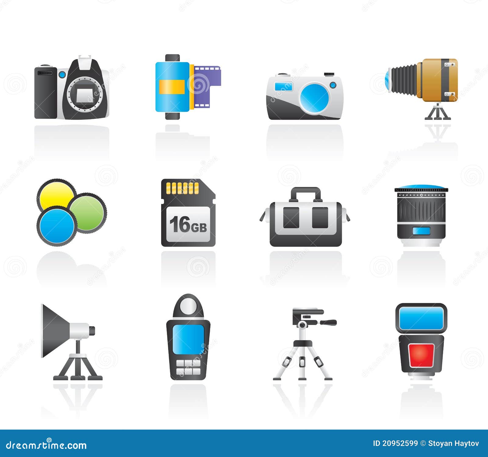 Photography Equipment and Tools Icons Stock Vector - Illustration of ...
