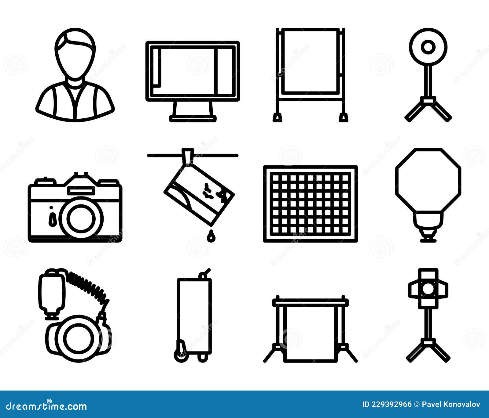 Photography Icon Set stock vector. Illustration of monitor - 229392966