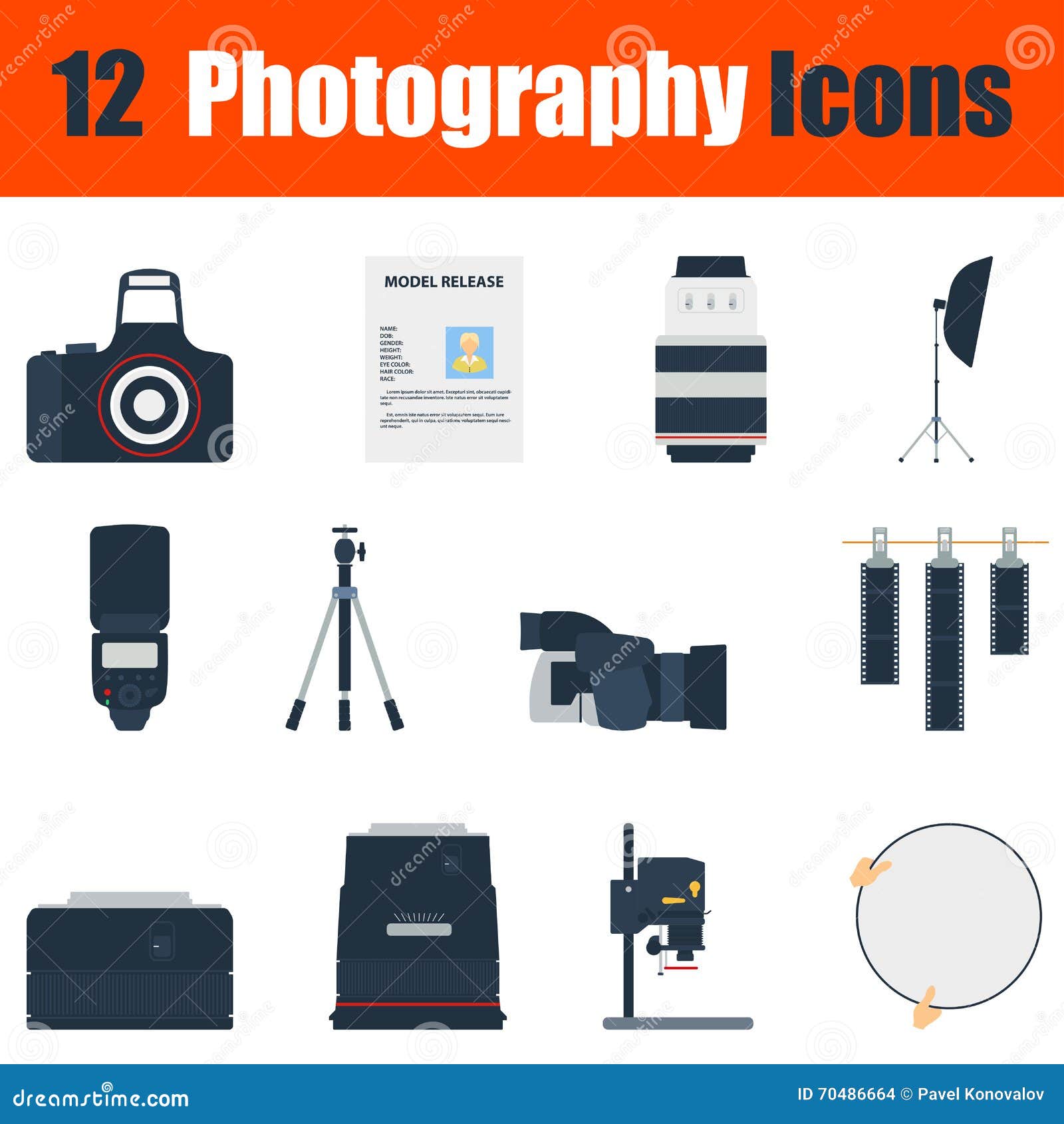 Photography icon set stock vector. Illustration of model - 70486664