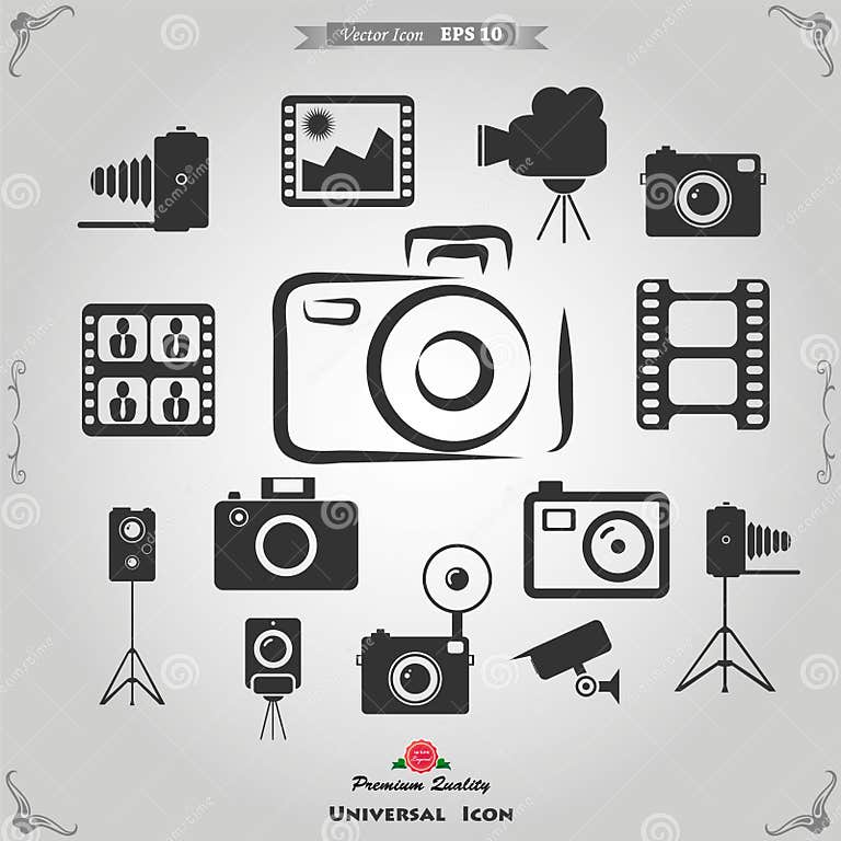 Photography Icons and Camera Function Icons Stock Vector - Illustration ...