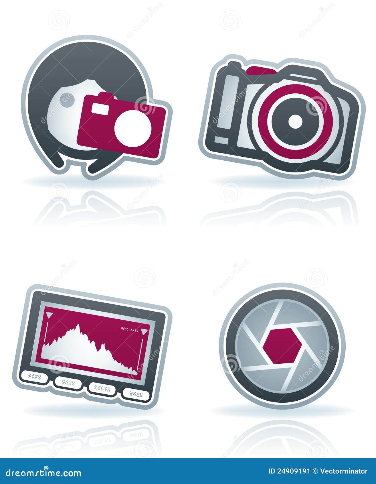 Photography Icons Set stock vector. Illustration of background - 24909191