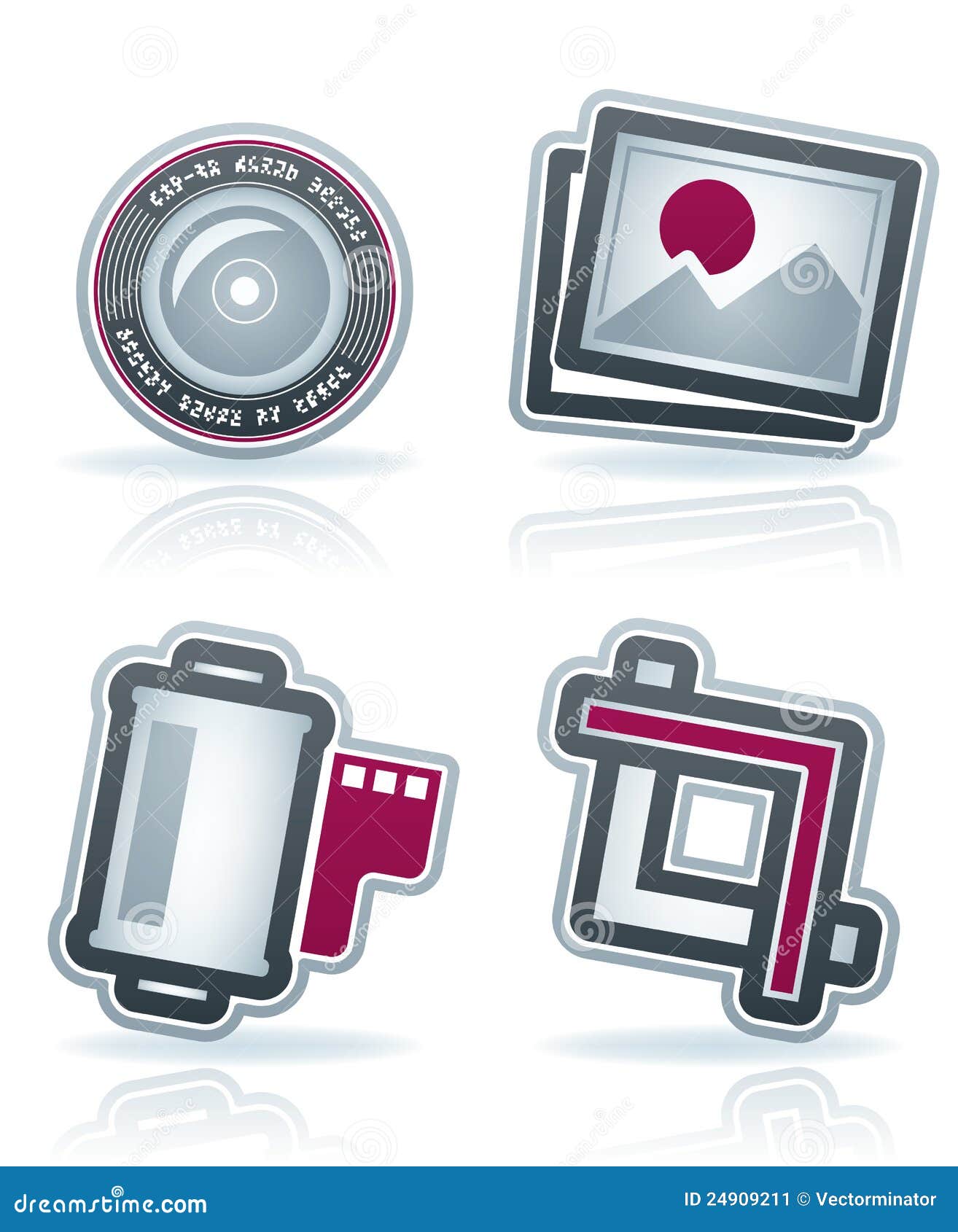 Photography Icons Set stock illustration. Illustration of blue - 24909211