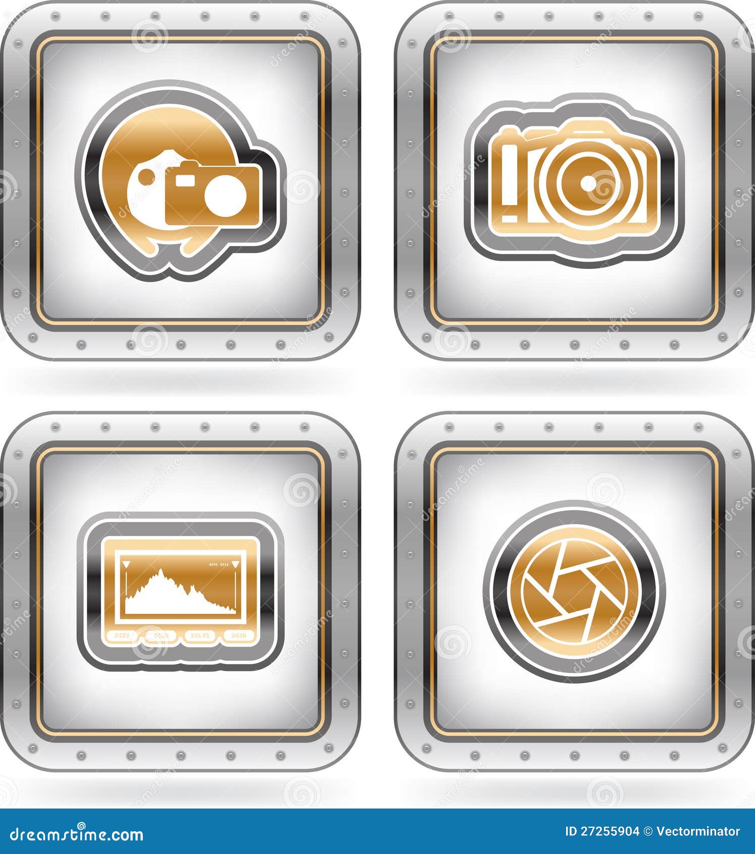 Photography Icons Set stock vector. Illustration of gold - 27255904