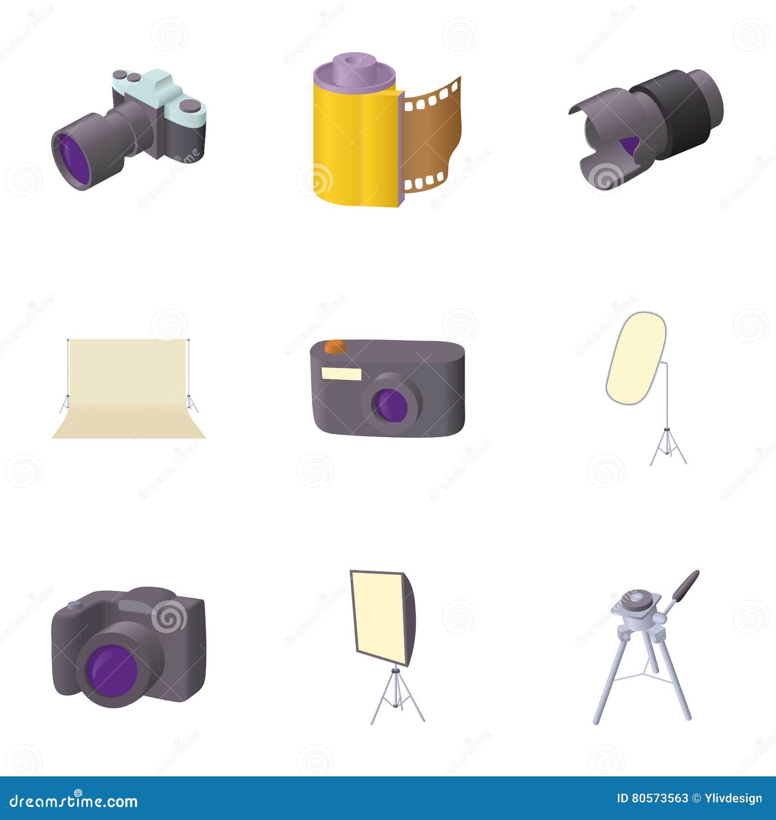 Photography Icons Set, Cartoon Style Stock Vector - Illustration of ...